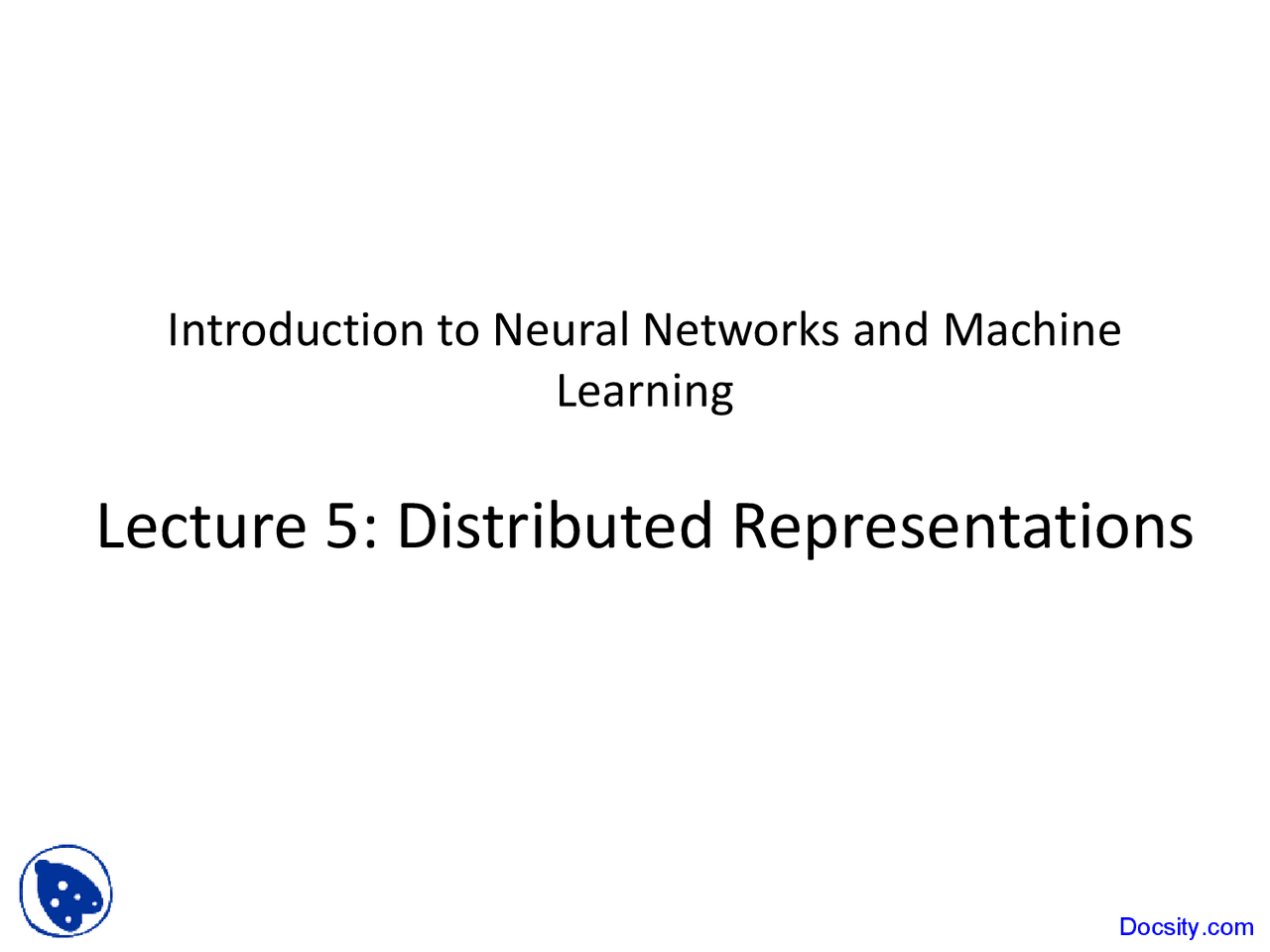 Distributed Representations Artificial Neural Network Lecture