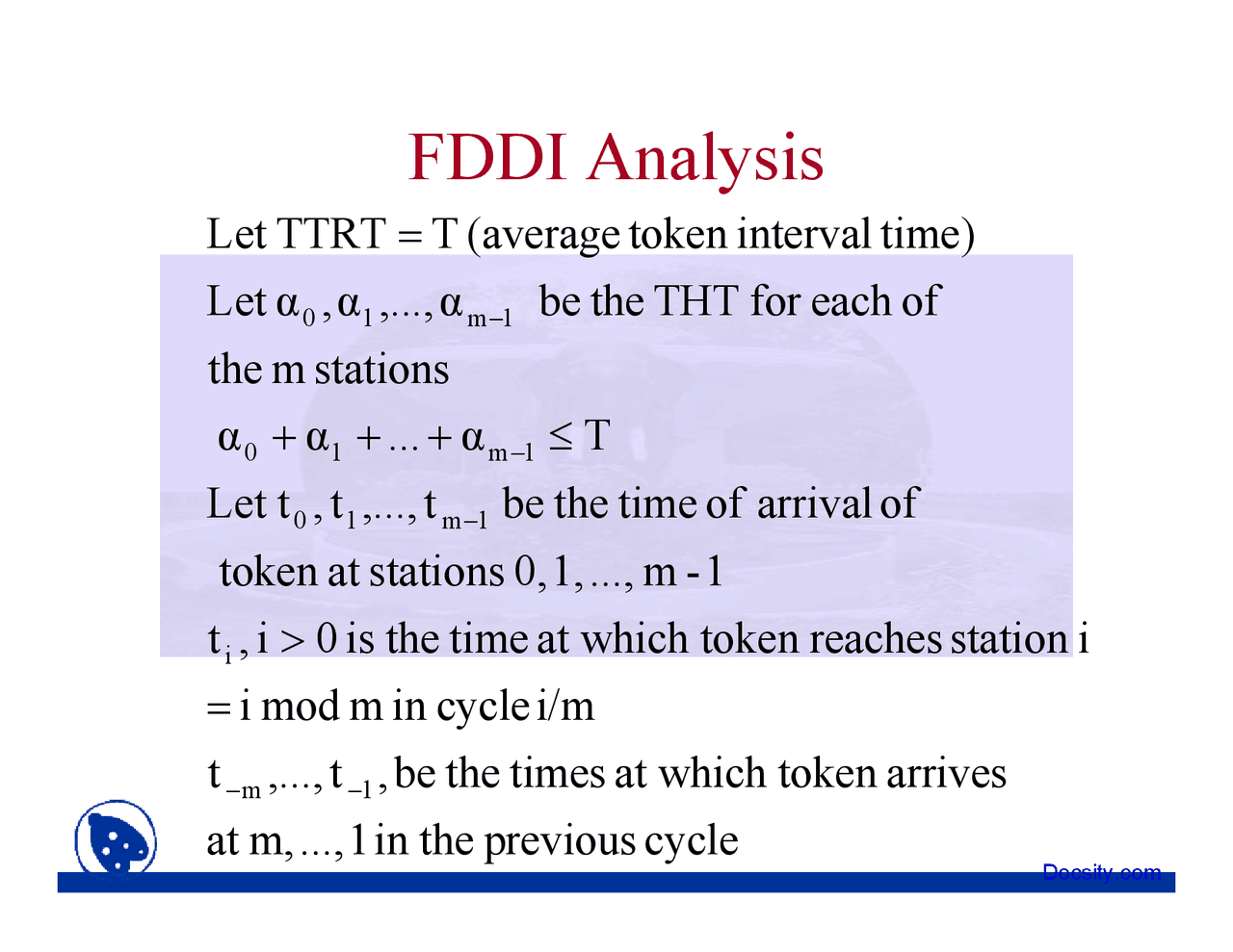 FDDI Analysis - Computer Networks - Lecture Slides - Docsity