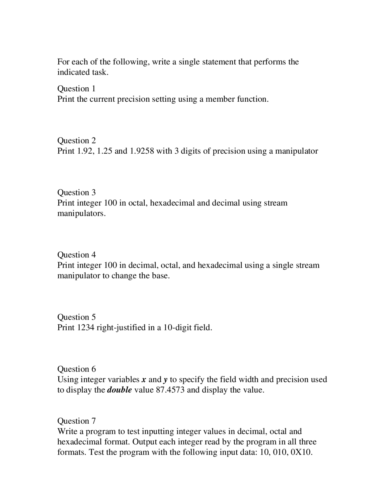 Current Precision - Computers and Programming I - Home Work - Docsity