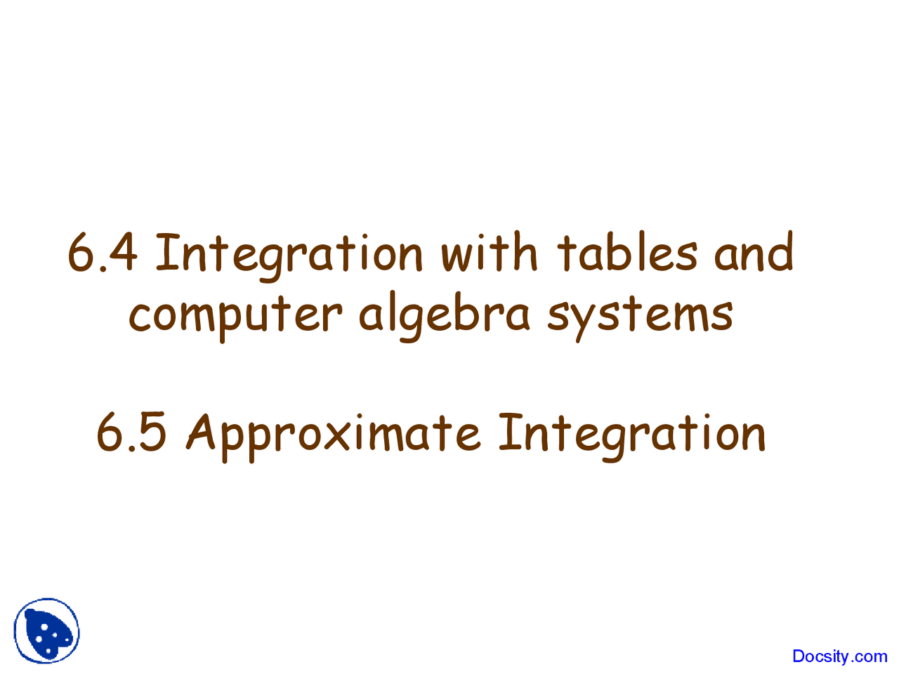 Computer Algebra Systems Calculus Ii Lecture Slides Docsity