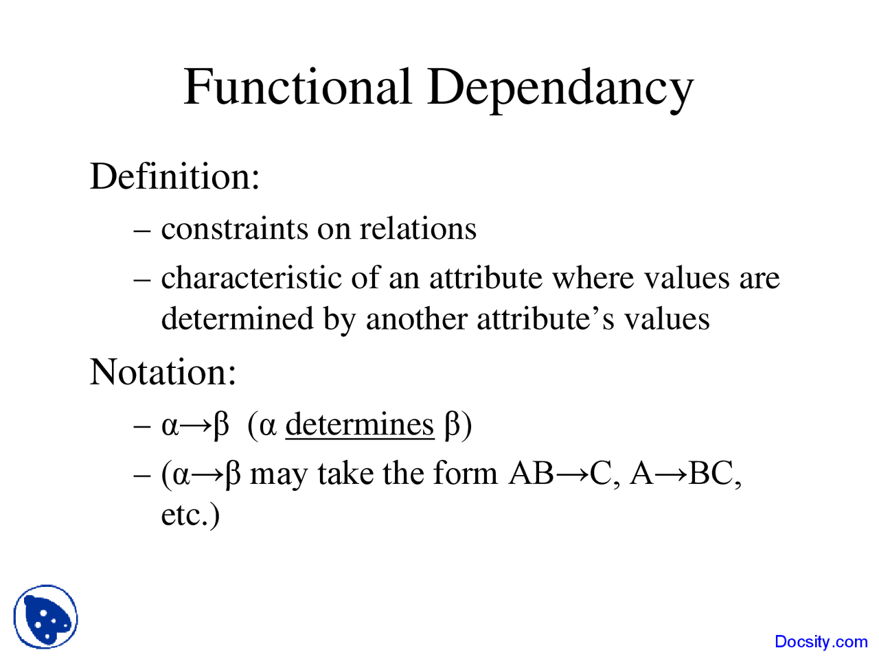 Constraints On Relations Database Design Lecture Slides Slides Database Management Systems