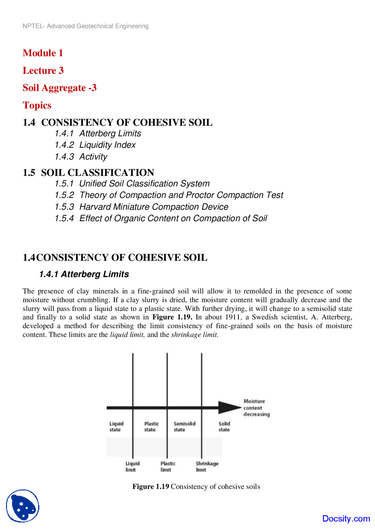Atterberg Limits Advance Geotechnological Engineering Lecture Notes