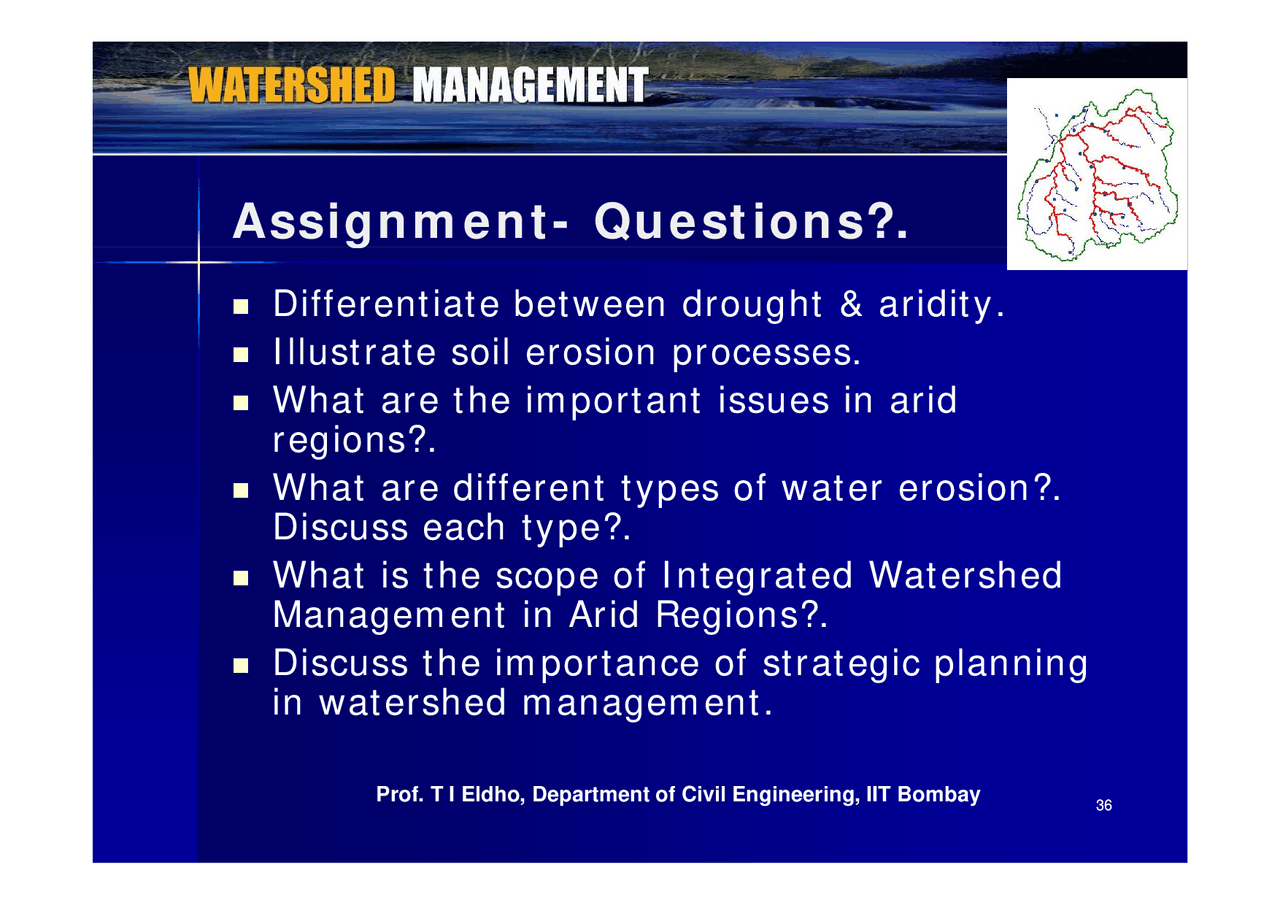 Aridity Watershed Management Lecture Slides Docsity