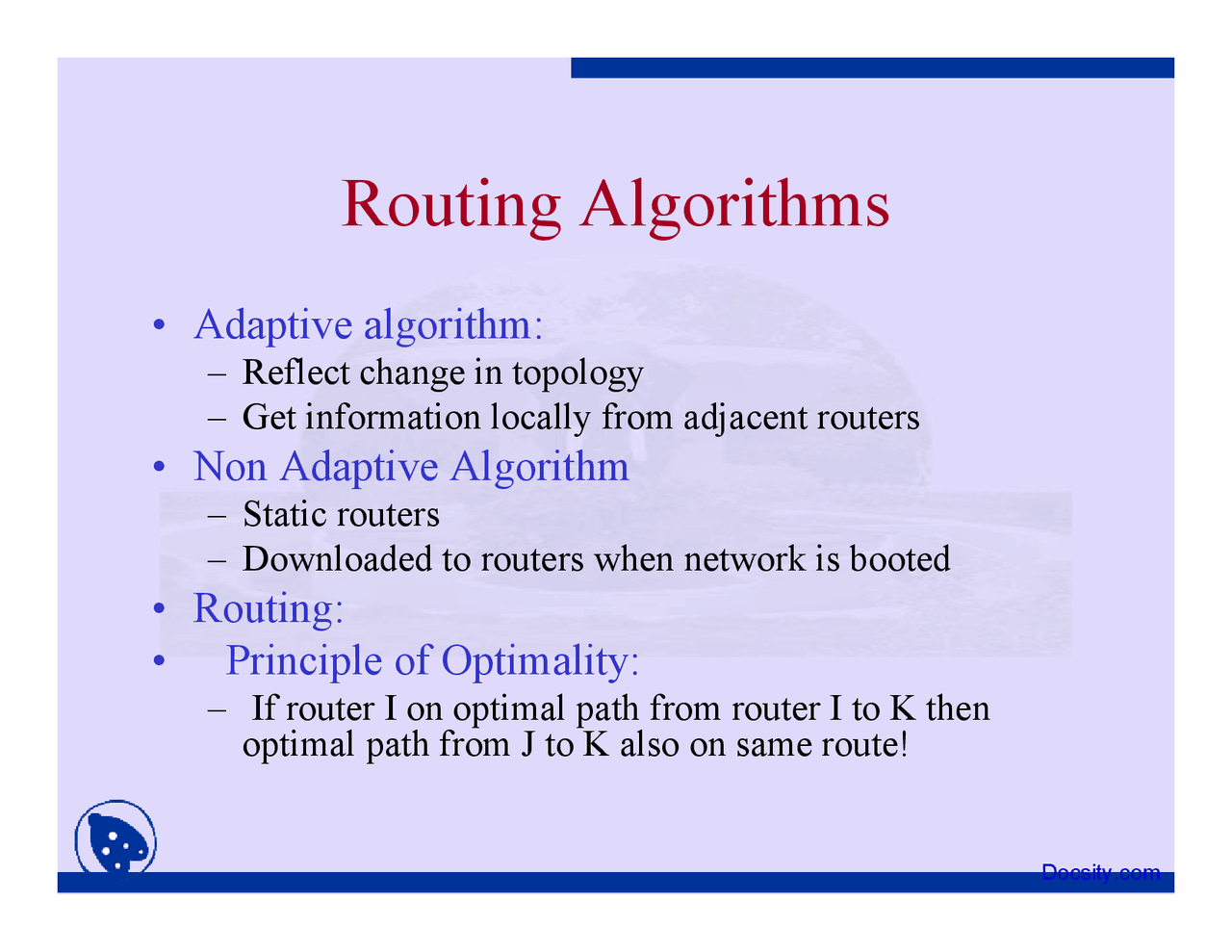 Routing Algorithms DV - Computer Networks - Lecture Slides - Docsity