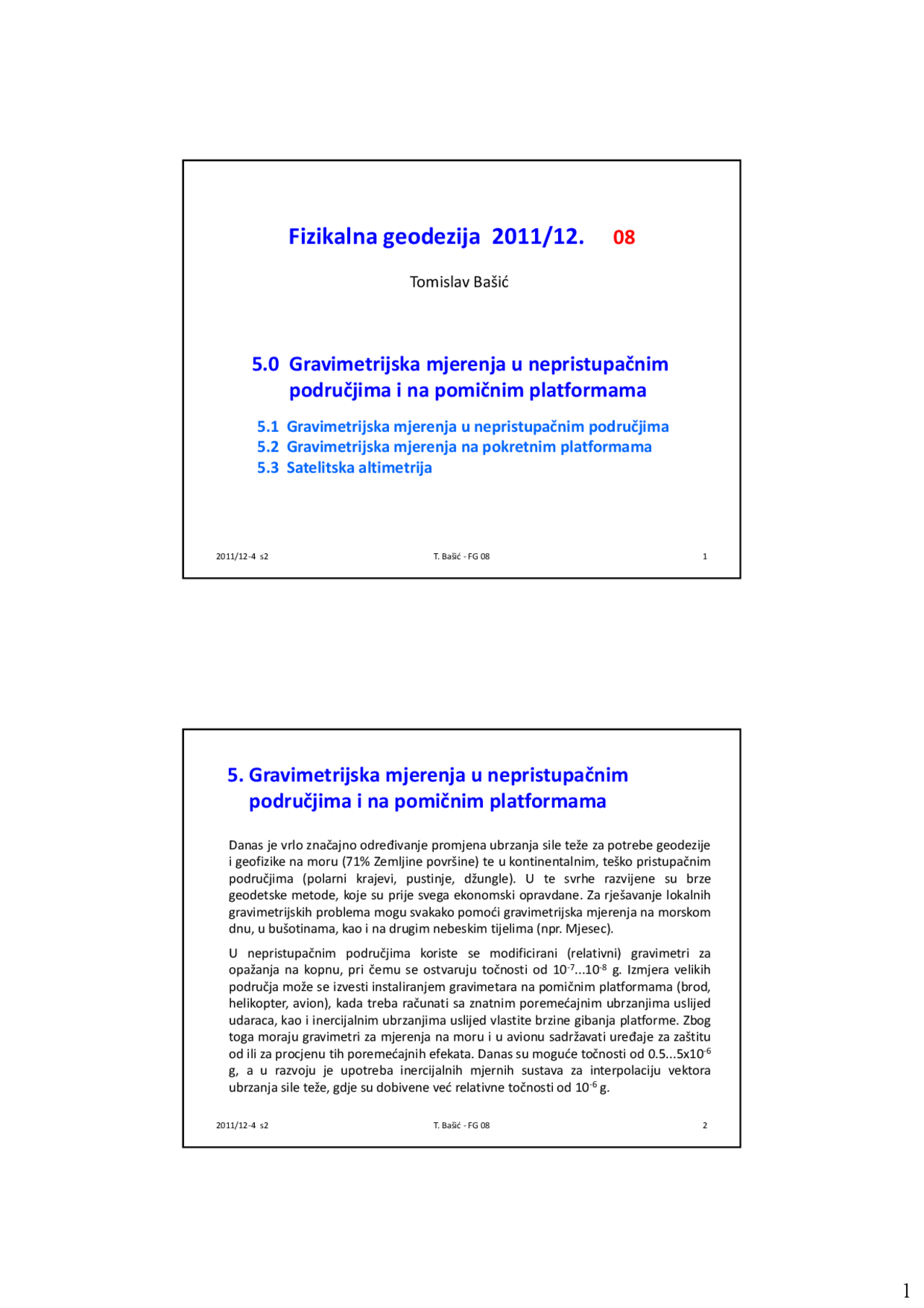 Fg 08 Skripta Fizikalna Geodezija Građevinski Rezime Predlog