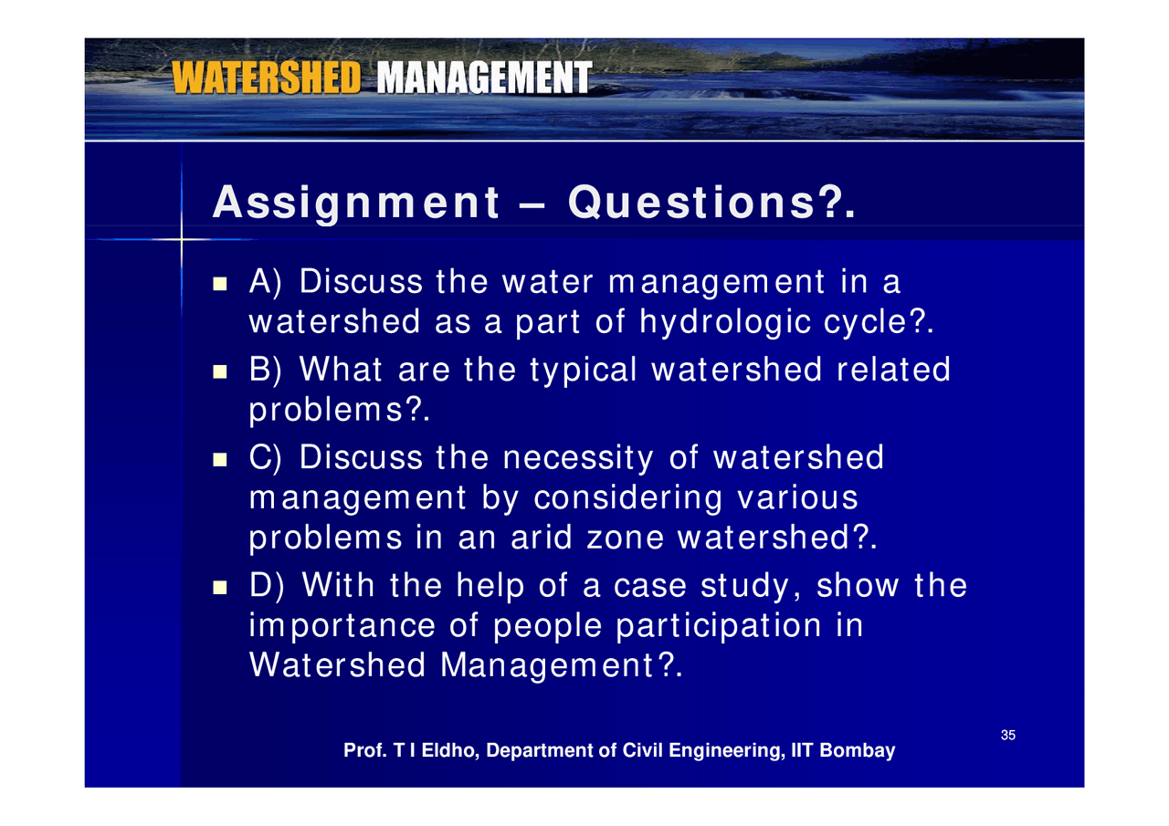 Hydrologic Cycle Watershed Management Lecture Slides Docsity