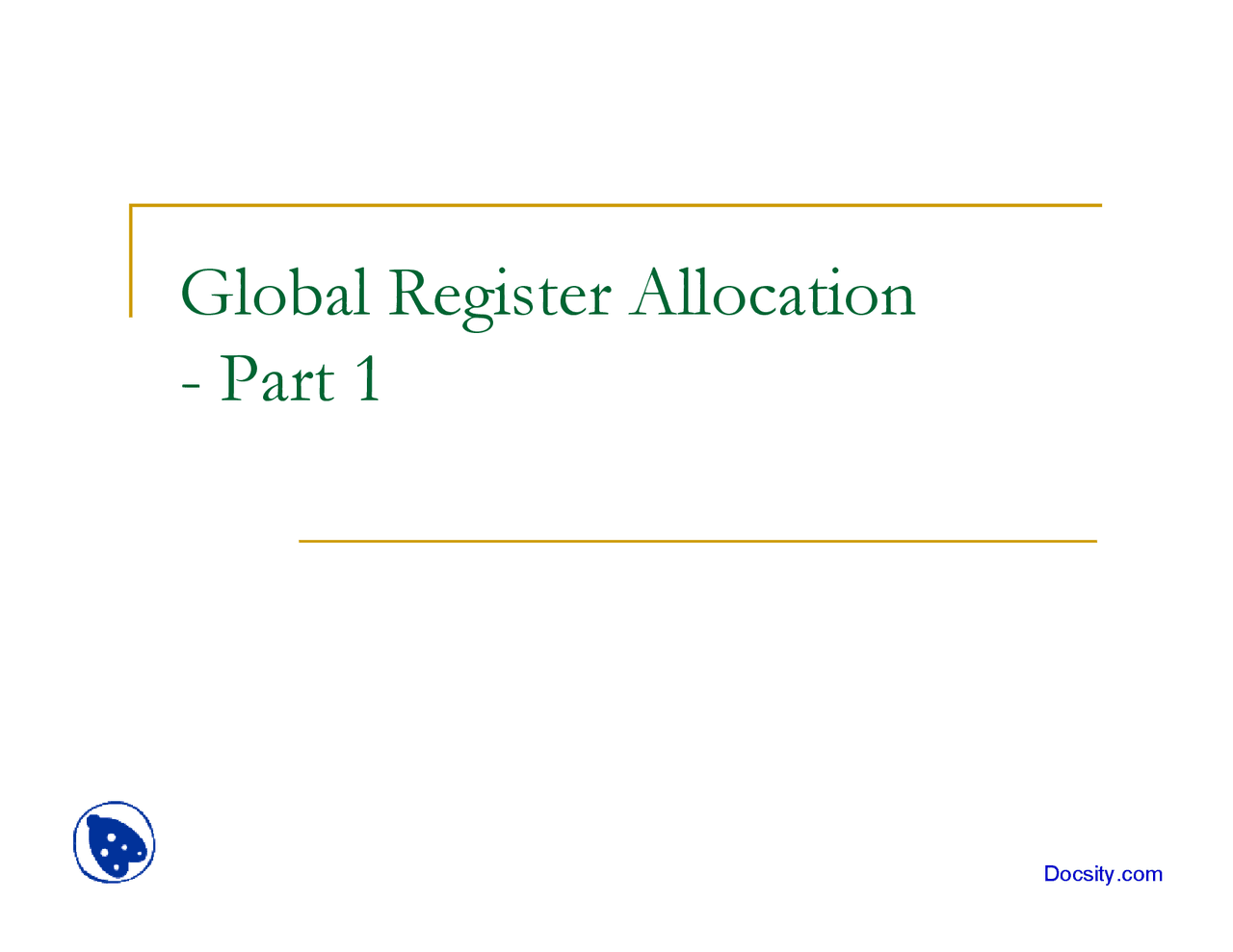 Global Register Allocation Compiler Design Lecture Slides Docsity
