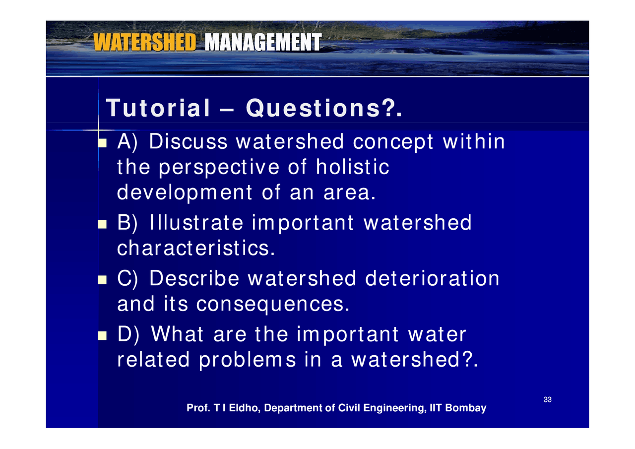 Holistic - Watershed Management - Tutorial Slides - Docsity