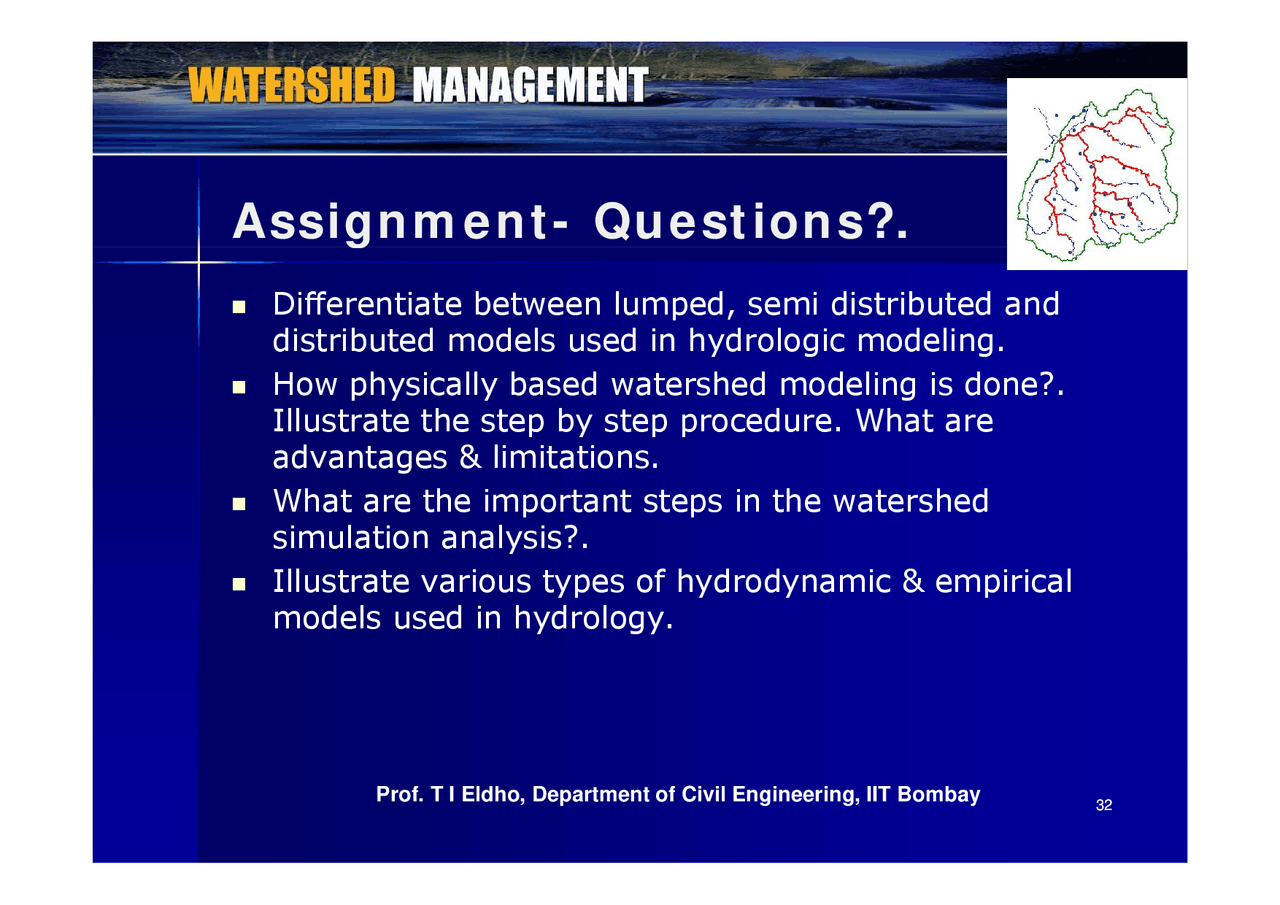 Hydrologic Modeling Watershed Management Lecture Slides Docsity