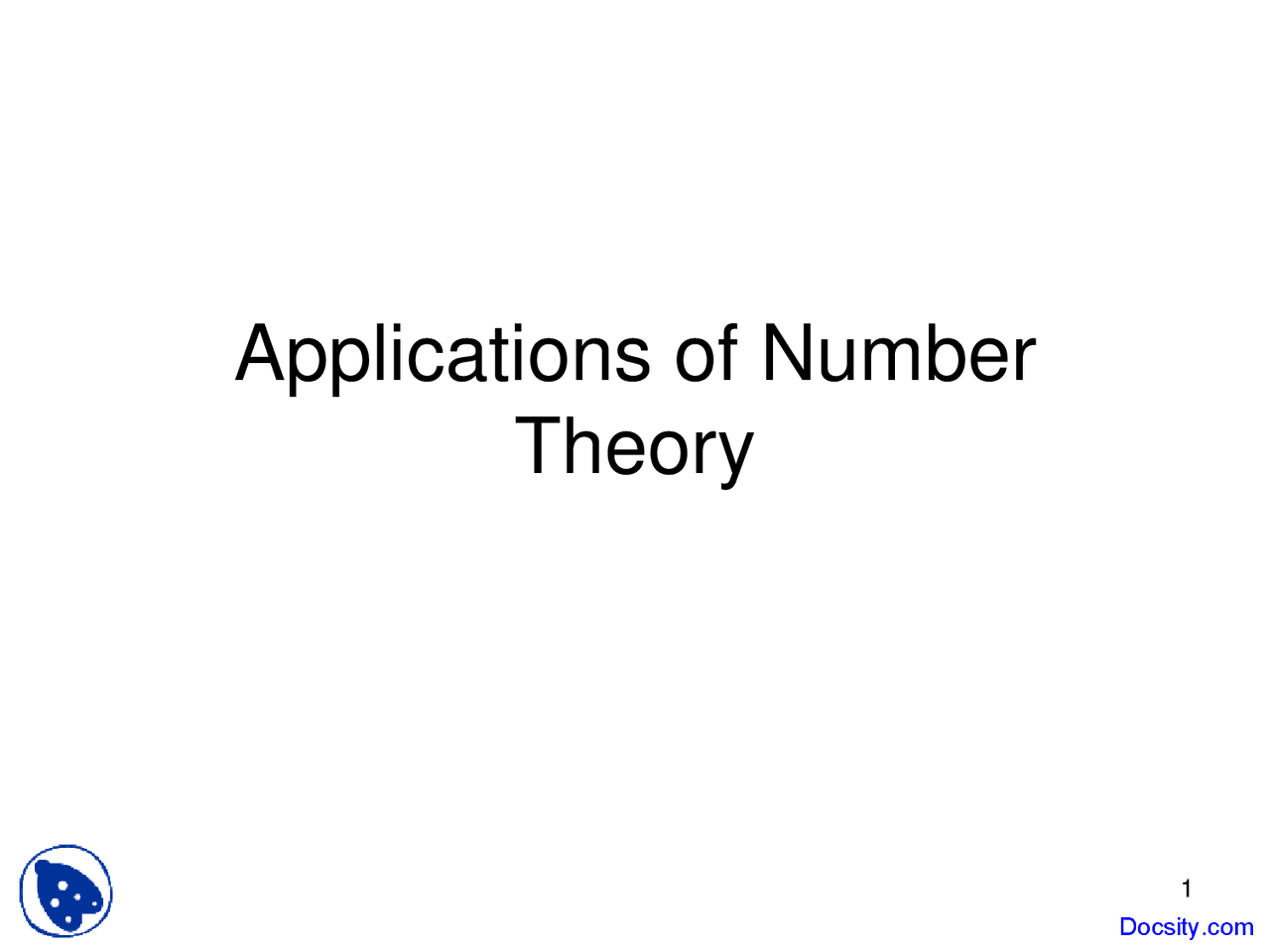 Applications Of Number Theory Discrete Mathematics Lecture Slides Slides Discrete