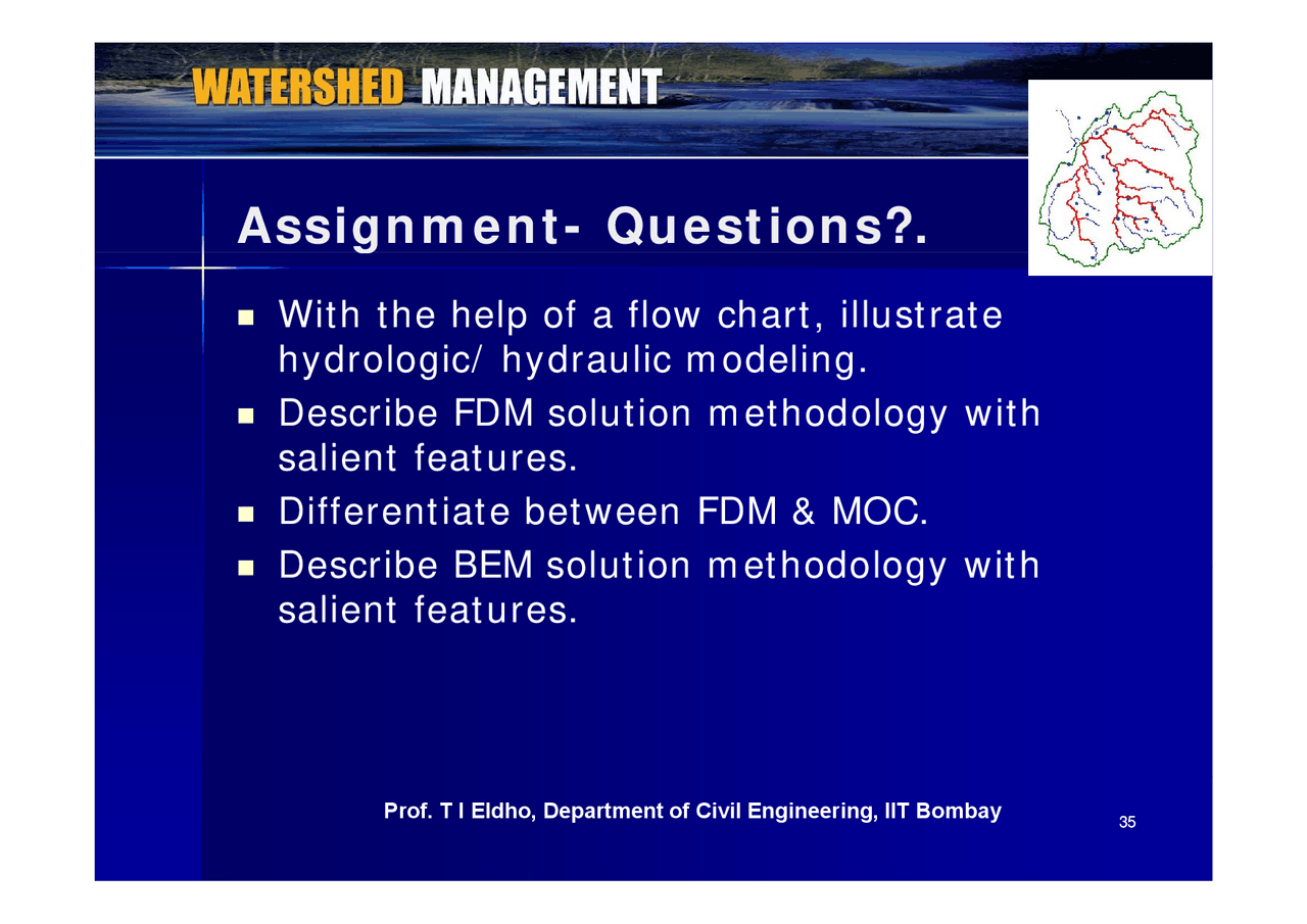 Hydraulic Modeling Watershed Management Lecture Slides Docsity