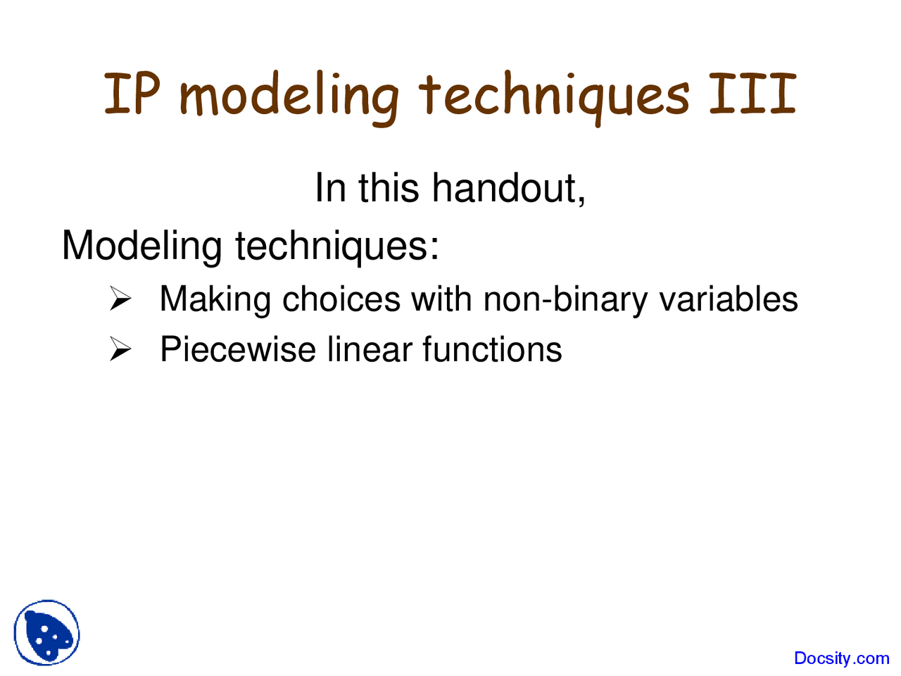 Non Binary Variables Discrete Modeling And Optimization Lecture Slides Docsity