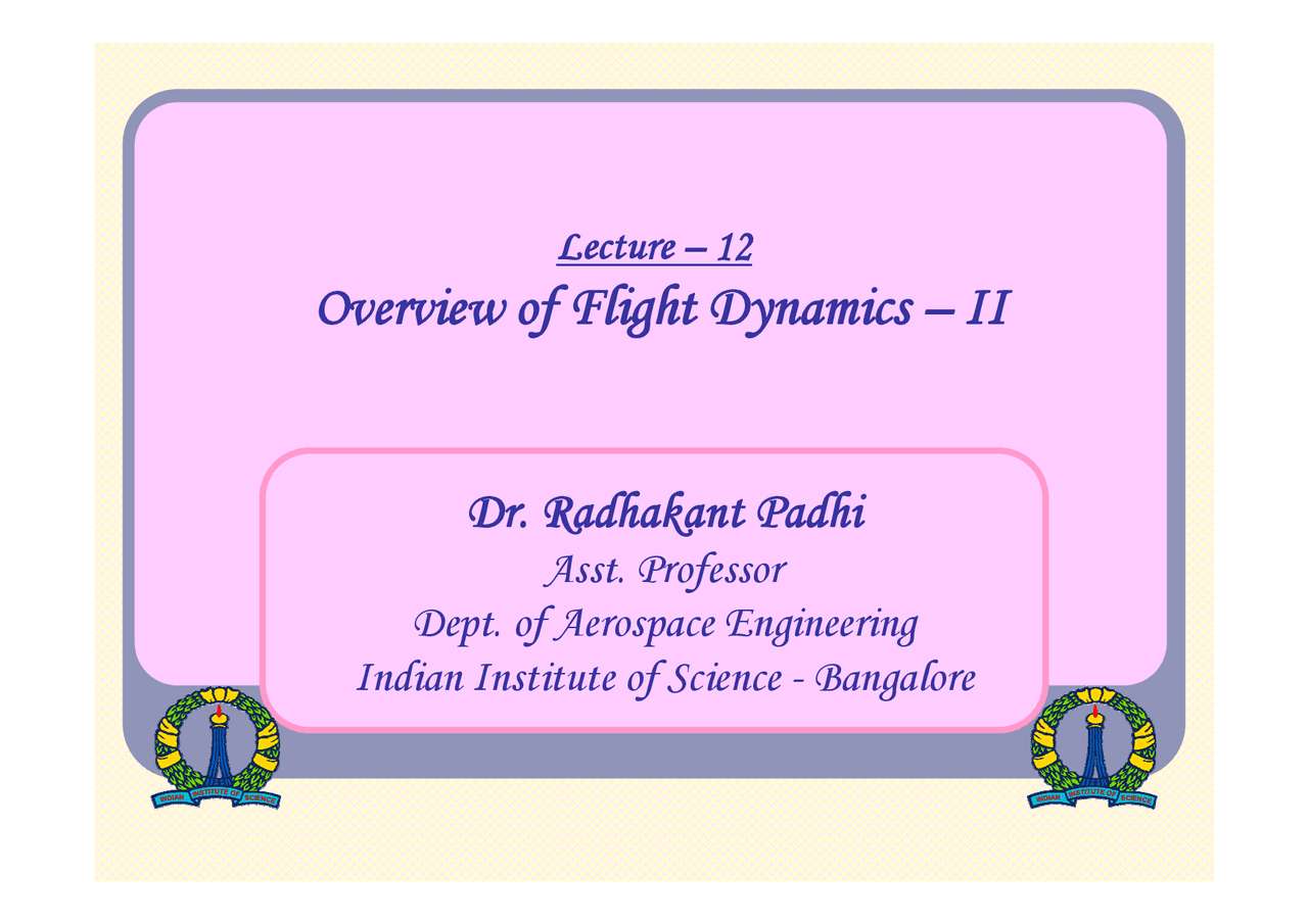 Flight Dynamics Two - Advanced Control System Design for Aerospace ...