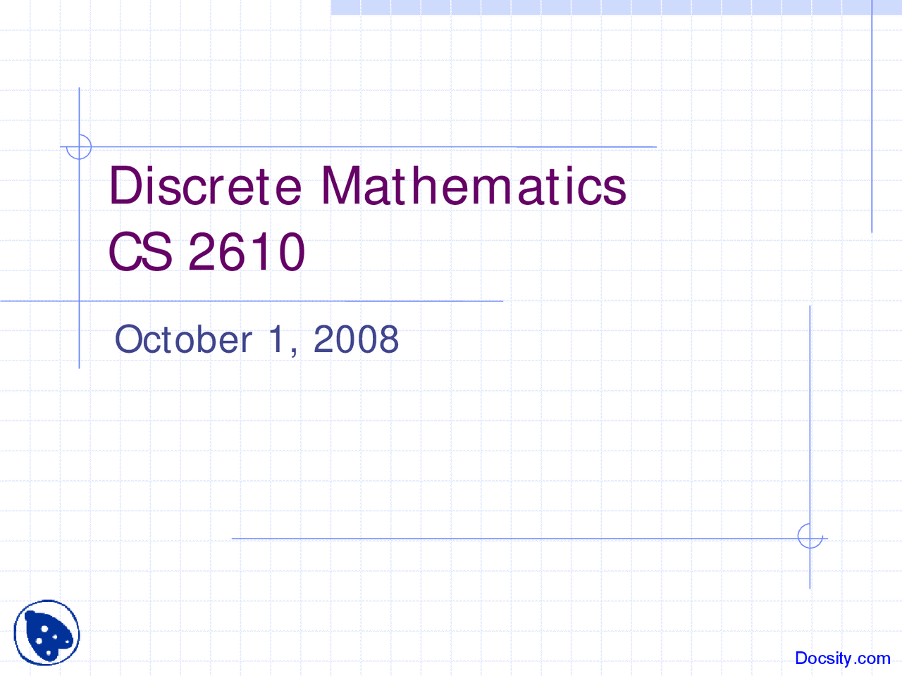 Number Theory and Division - Discrete Mathematics CS 2610 | Slides Discrete Mathematics | Docsity