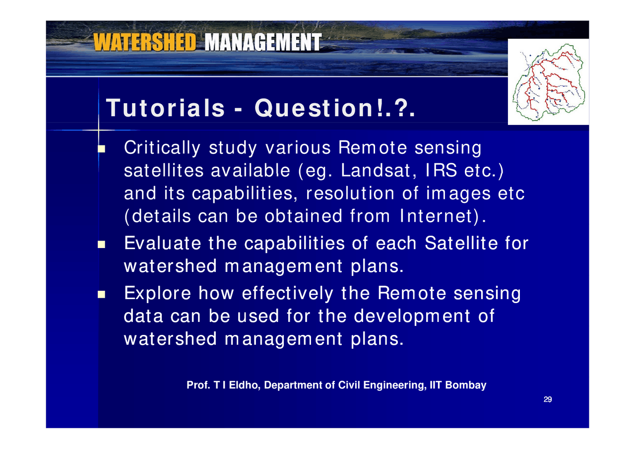 Various Remote Sensing Watershed Management Tutorial Slides Docsity