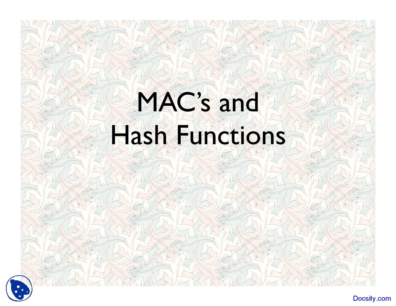 Hash Functions Cryptography Lecture Slides Docsity