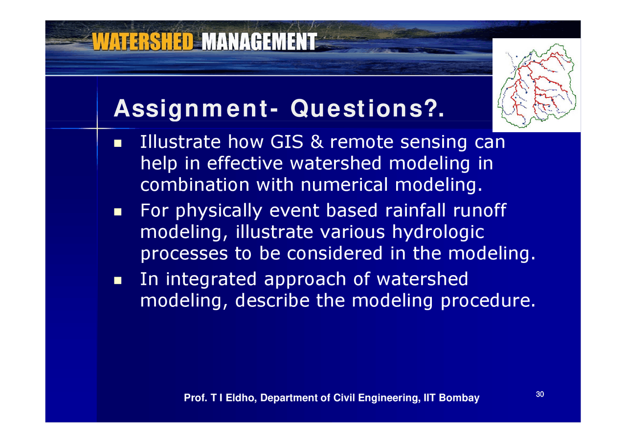 Modeling Watershed Management Lecture Slides Docsity