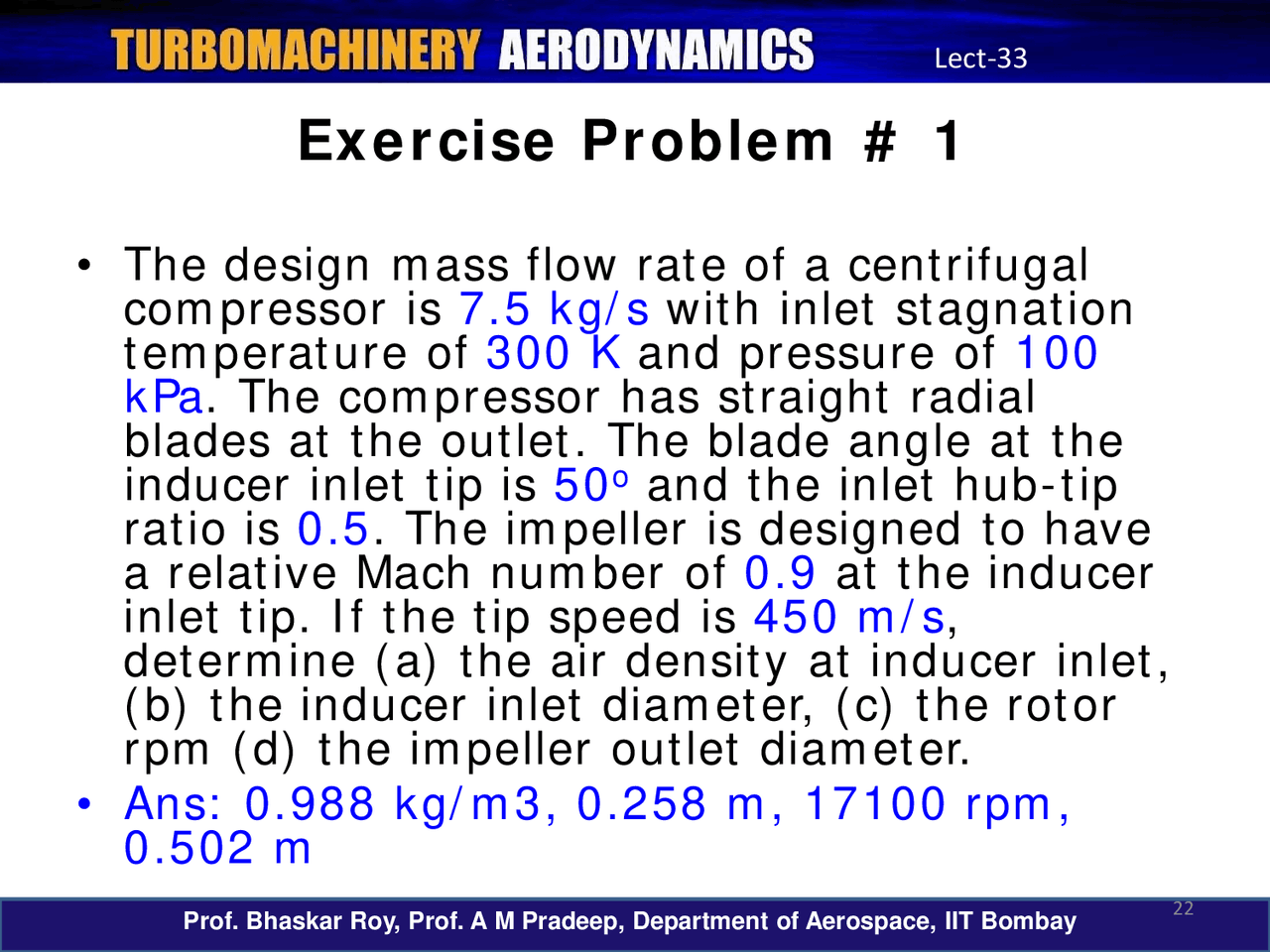 Straight Radial Turbomachinery Aerodynamics Lecture Slides Docsity