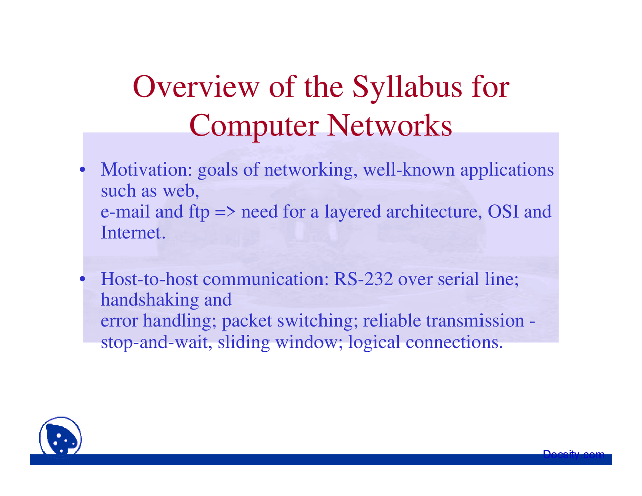 Networks Intro Computer Networks Lecture Slides Docsity