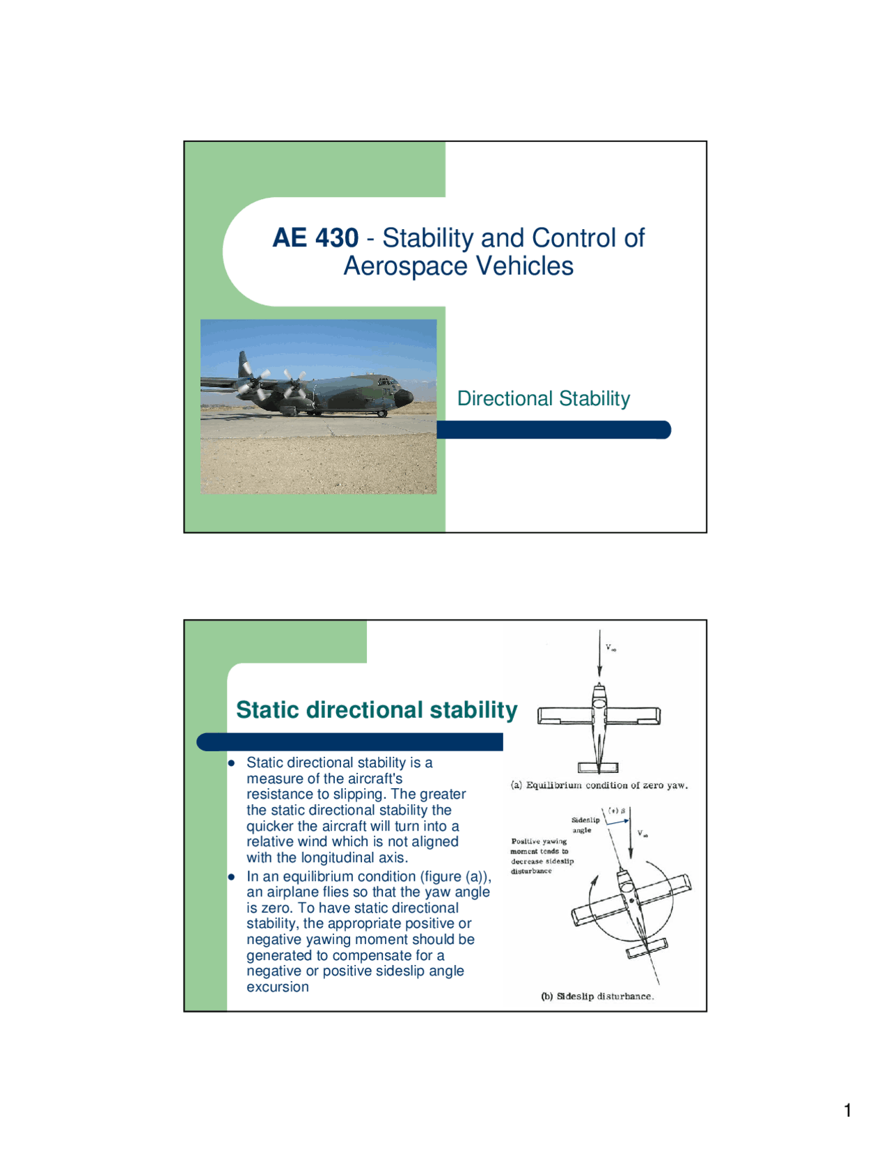 Directional Stability - Stability and Control of Aerospace Vehicles ...