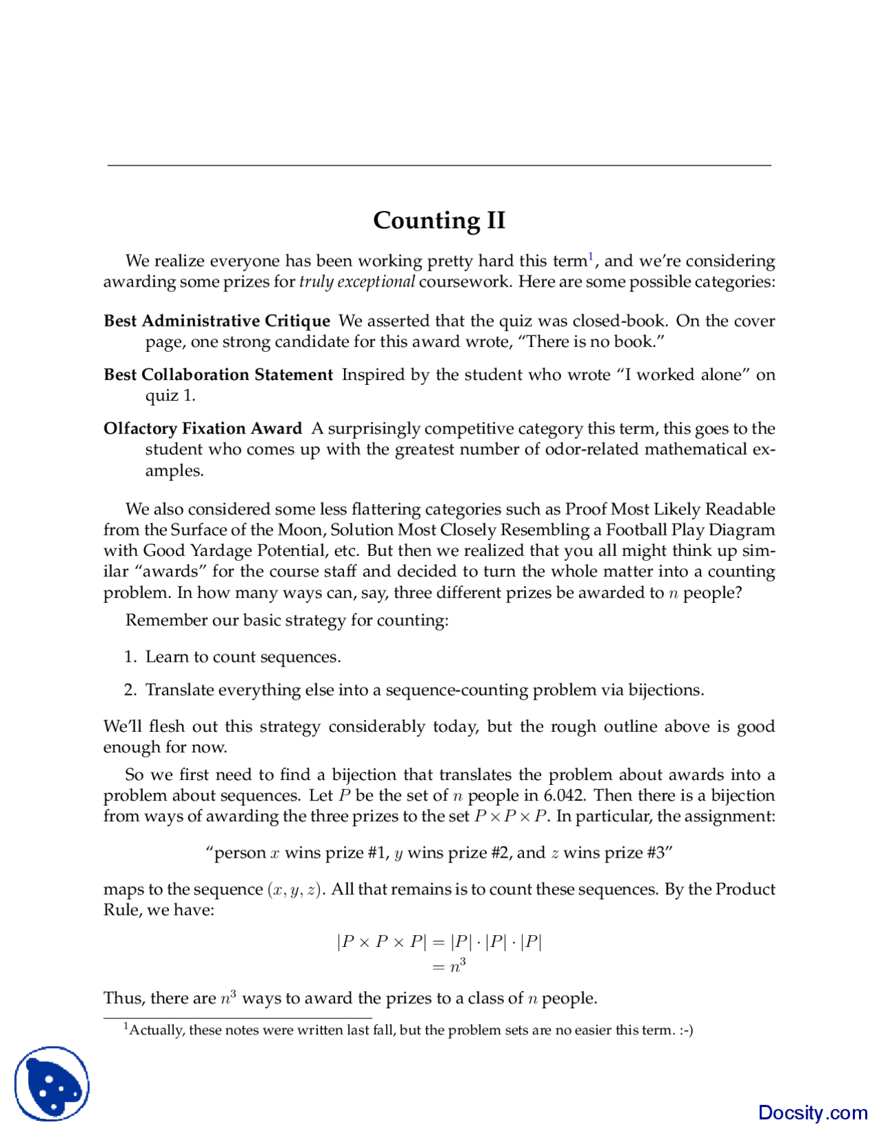 Olfactory Fixation Award Mathematics For Computer Science Lecture
