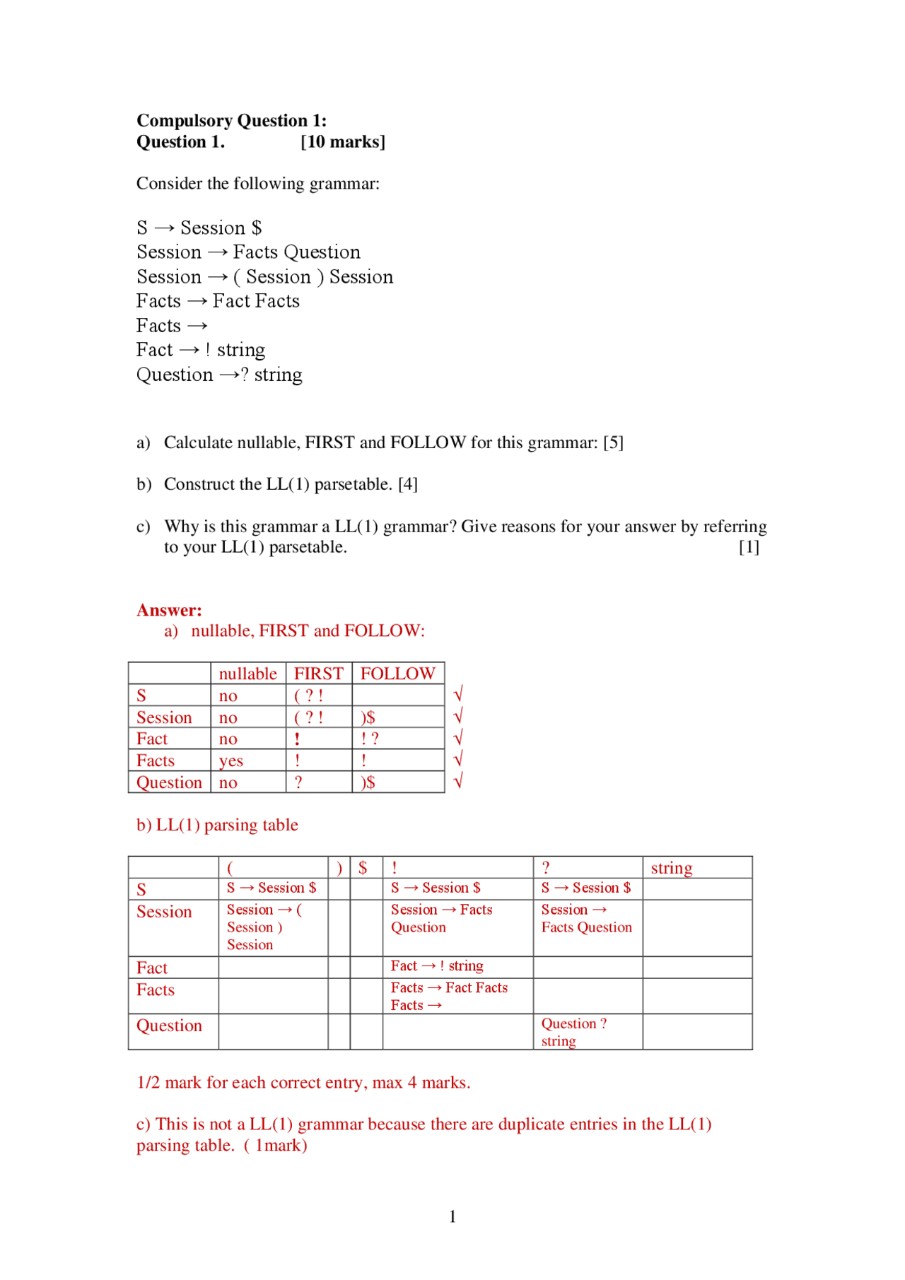 Grammar Code Generation Solved Exam Docsity