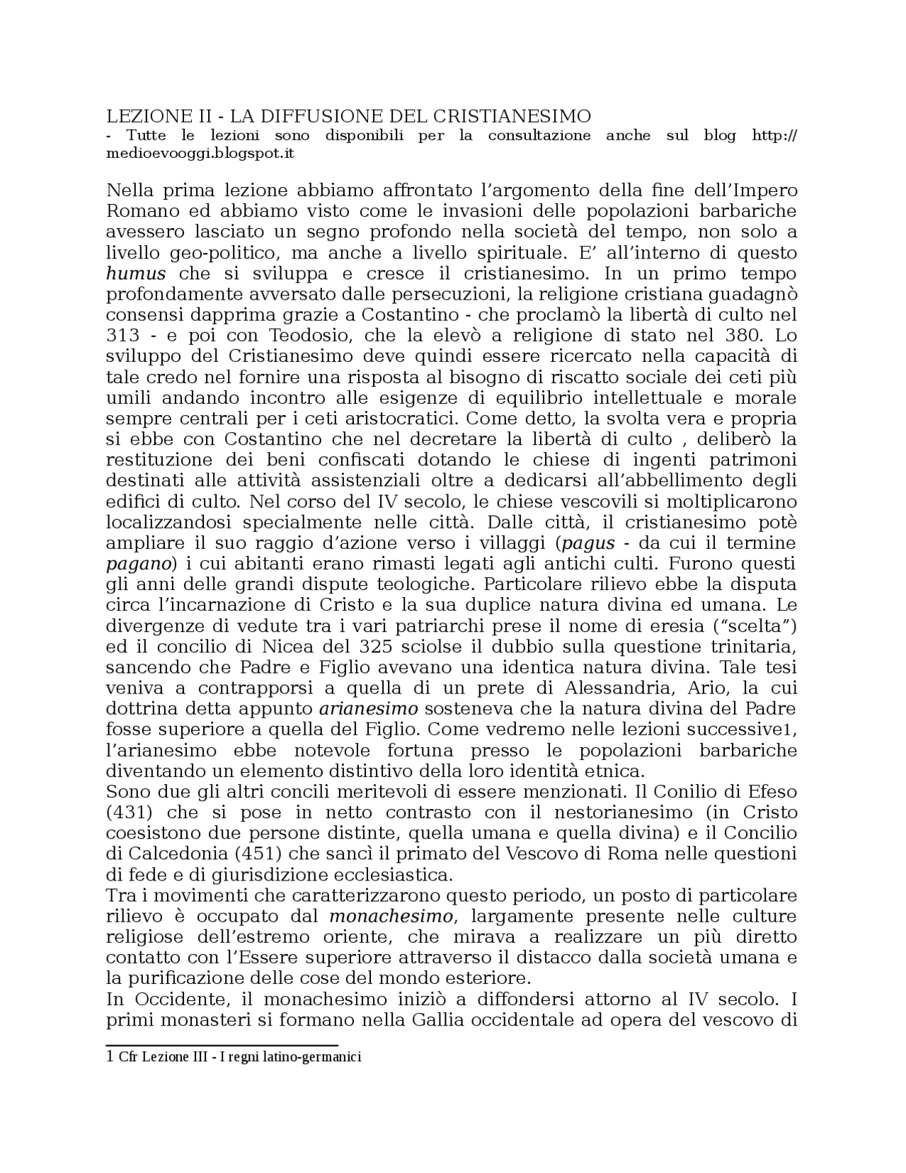 La Diffusione Del Cristianesimo Appunti Delle Lezioni Storia