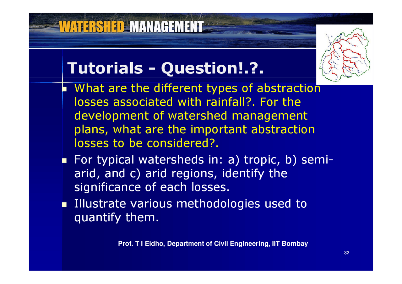 Various Methodologies Watershed Management Tutorial Slides Docsity