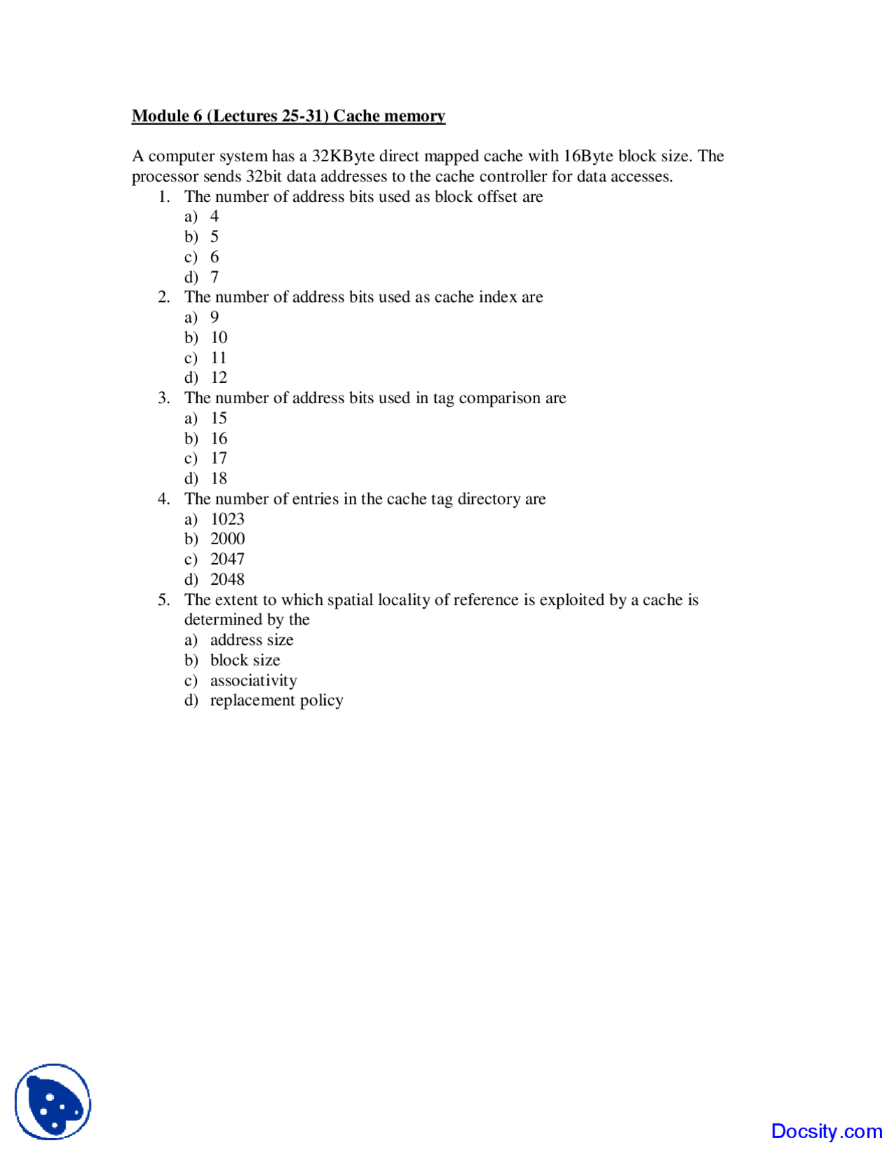 Memory High Performance Computing Assignment Docsity