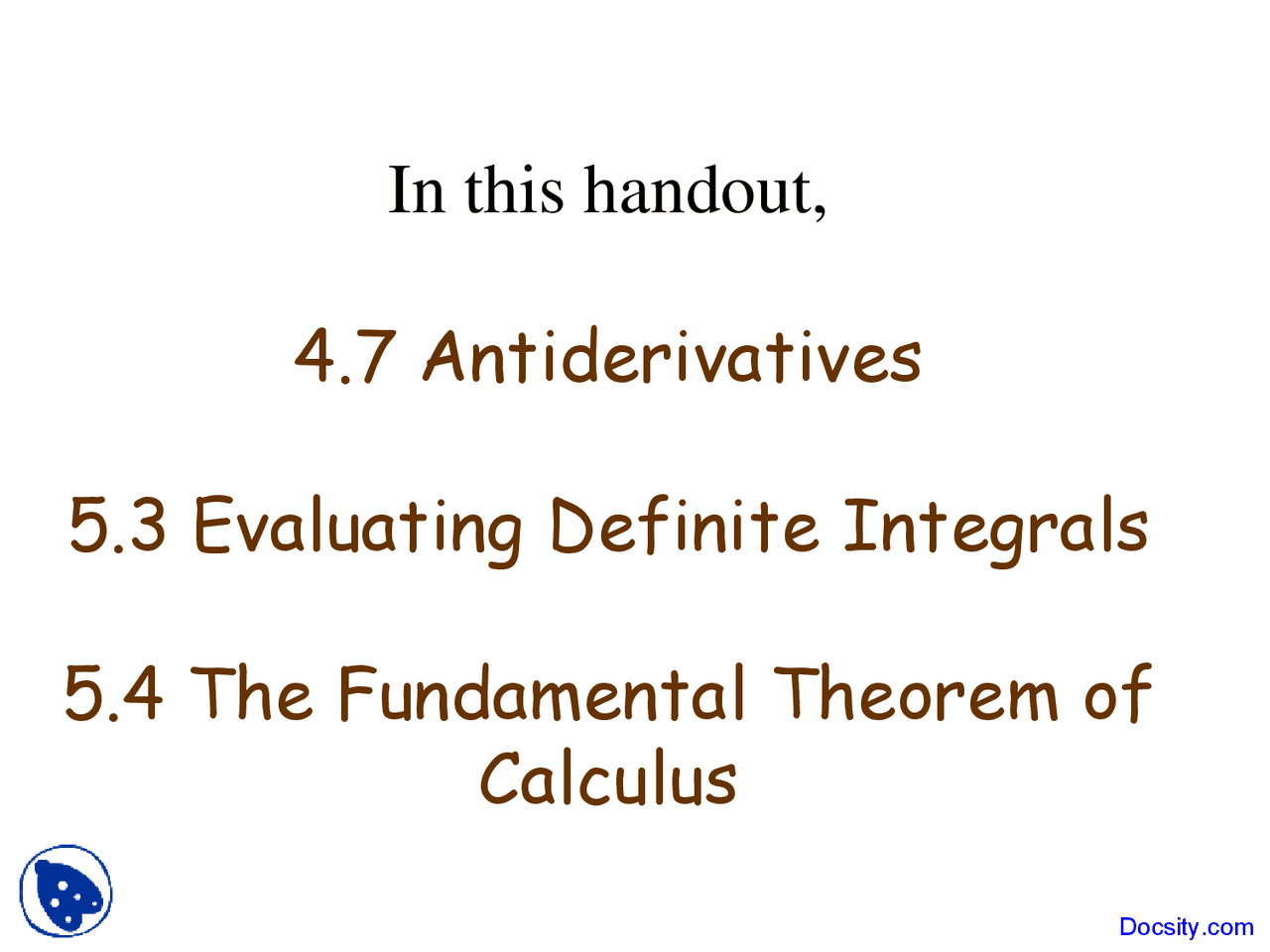Antiderivatives Calculus Ii Lecture Slides Docsity