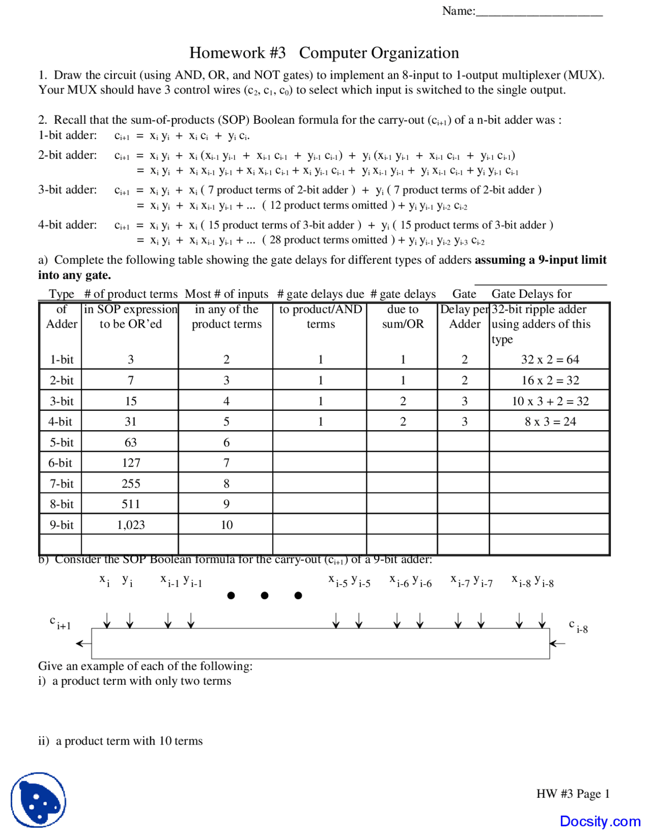 Output Multiplexer Computer Organization Homework Docsity