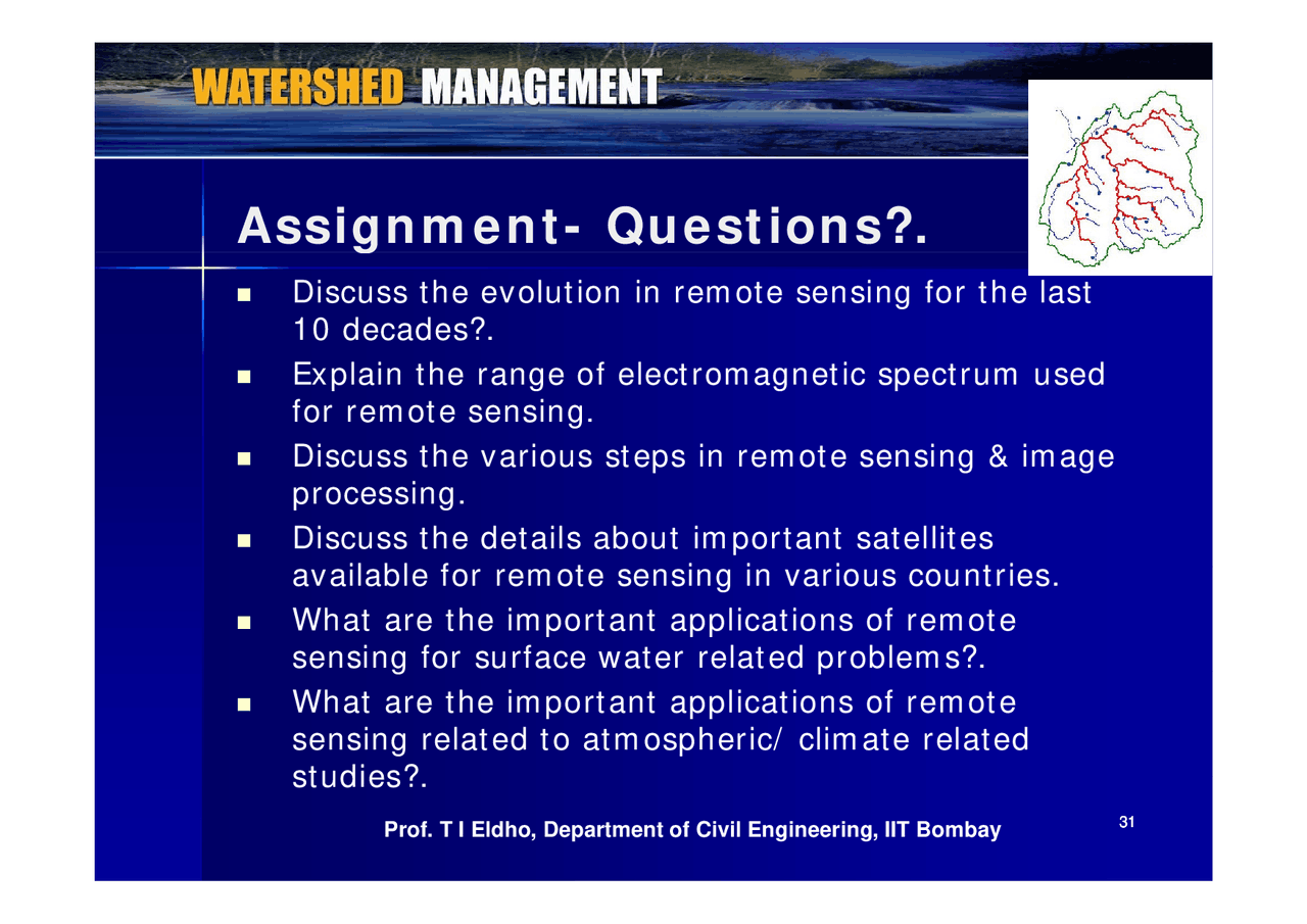 Electromagnetic Spectrum Watershed Management Lecture Slides Docsity