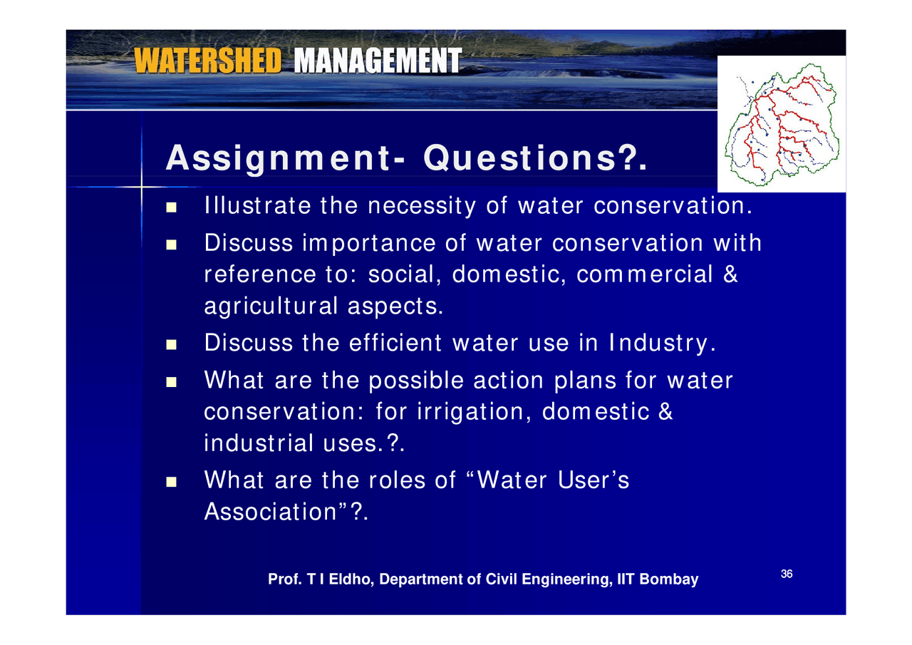 Agricultural Aspects Watershed Management Lecture Slides Docsity