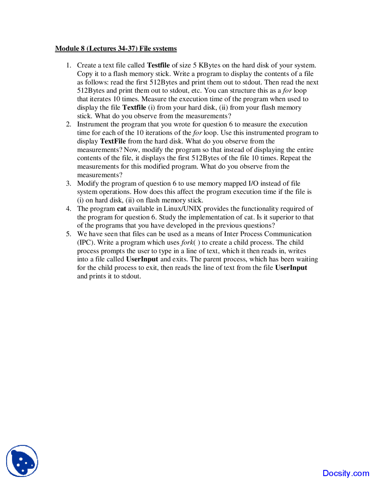 File Systems High Performance Computing Assignment Docsity