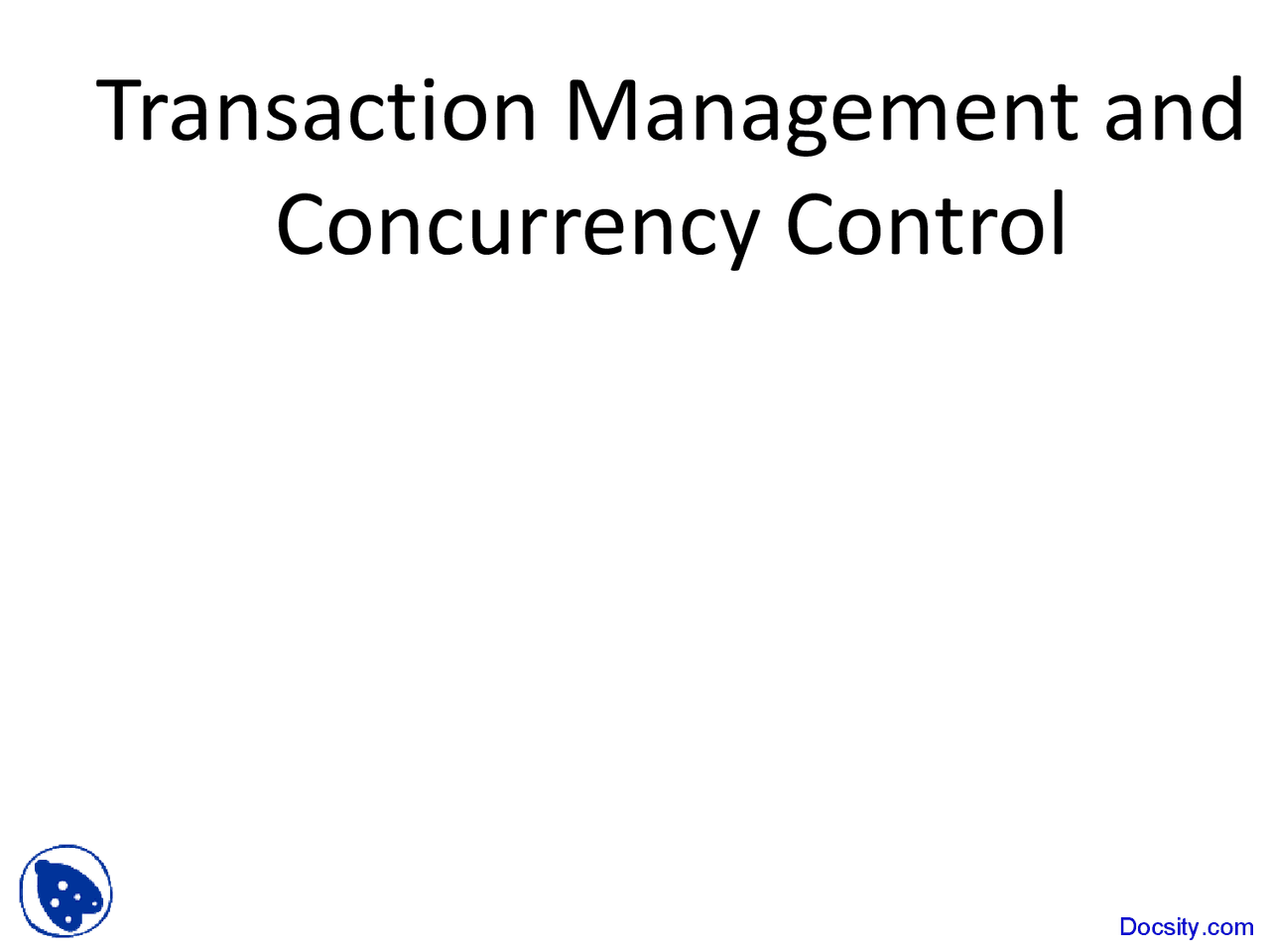 Transaction Management Database Management And Design Lecture
