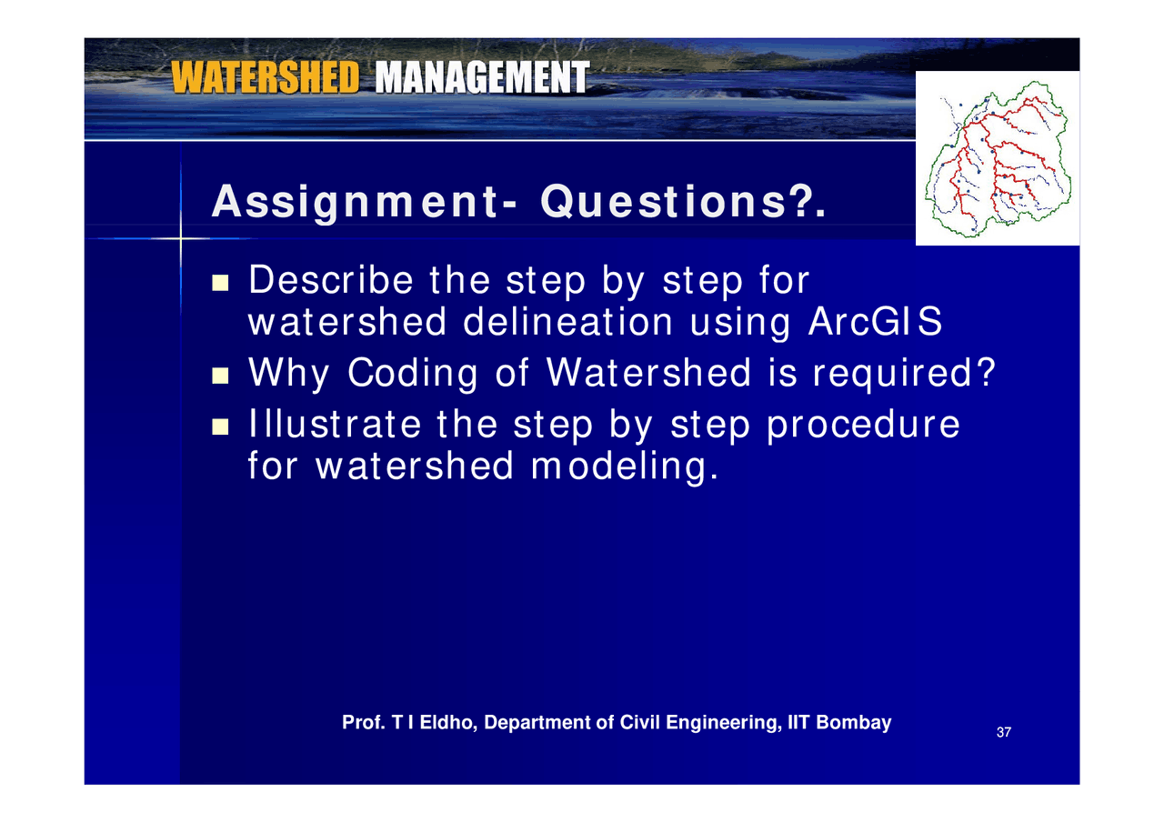 Watershed Delineation Watershed Management Lecture Slides Docsity