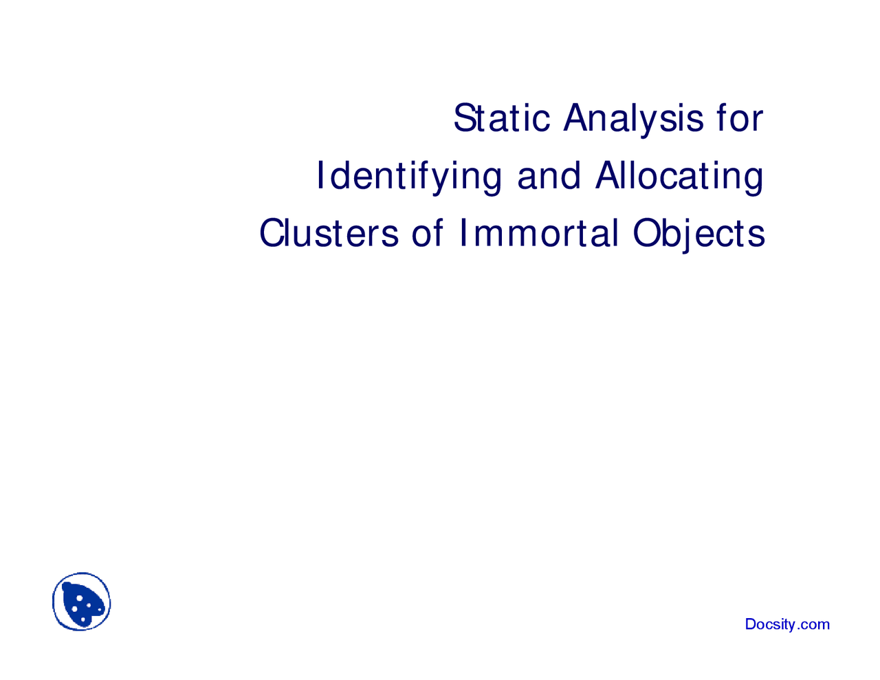 Static Analysis Compiler Design Lecture Slides Docsity