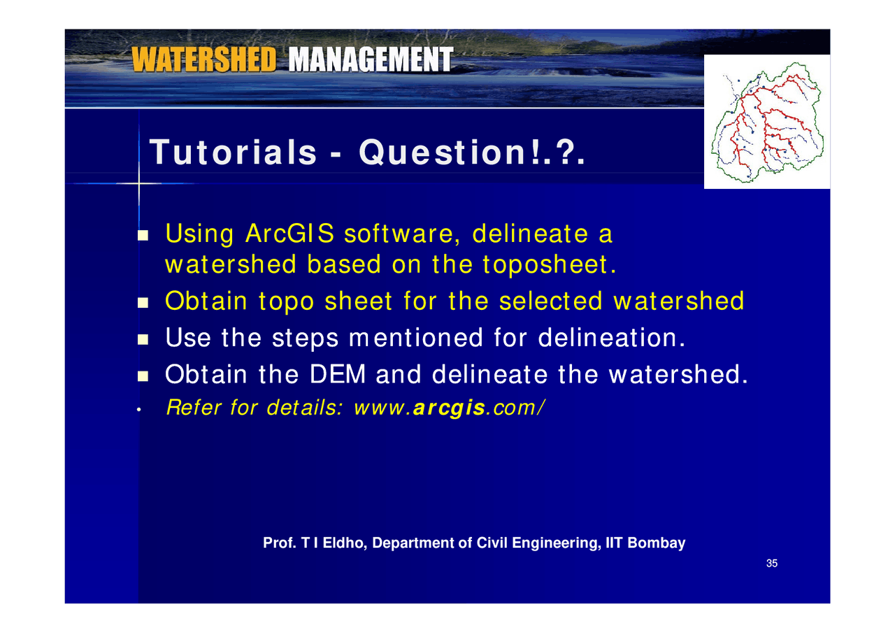 Mathematical Modeling Watershed Management Tutorial Slides Docsity