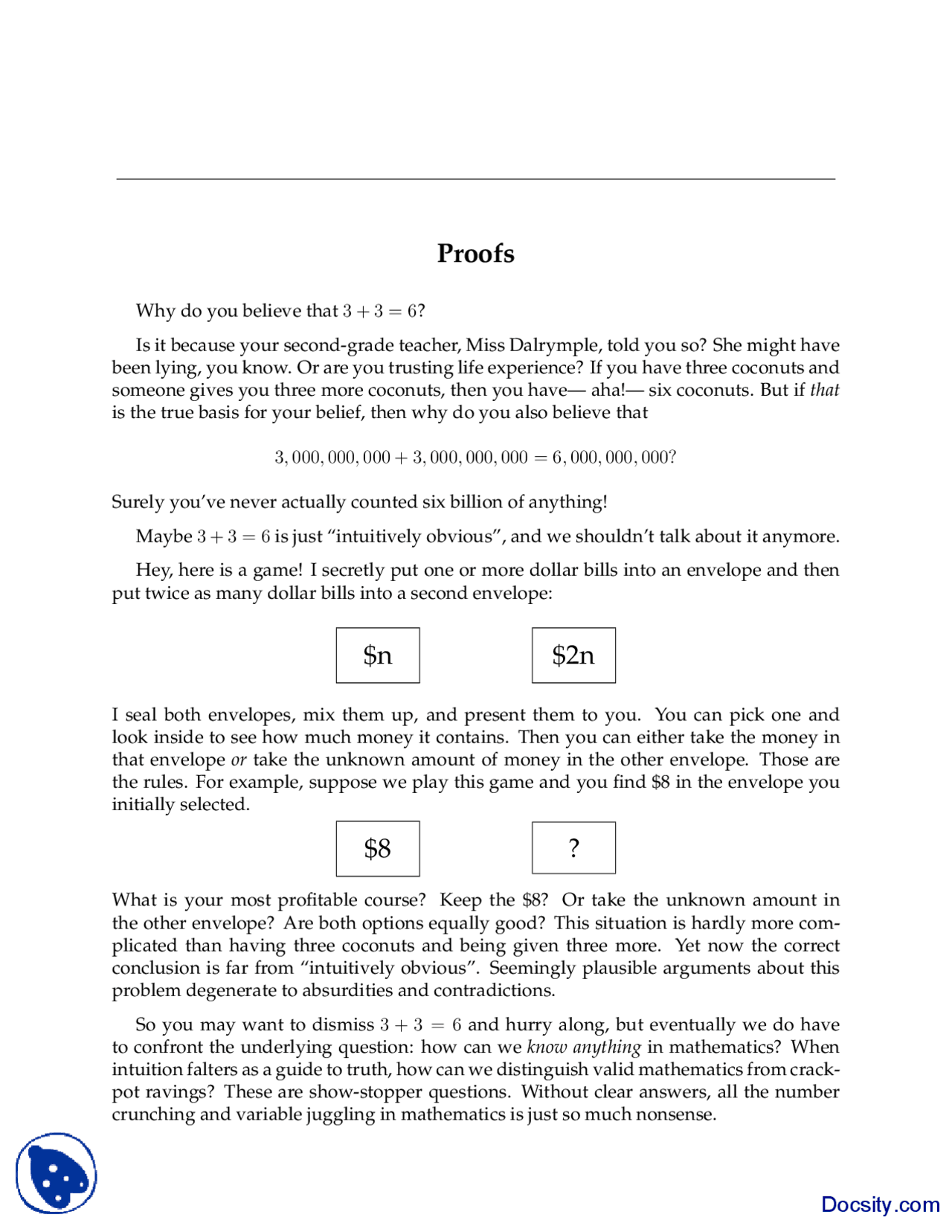 Proofs Mathematics For Computer Science Lecture Slides Docsity