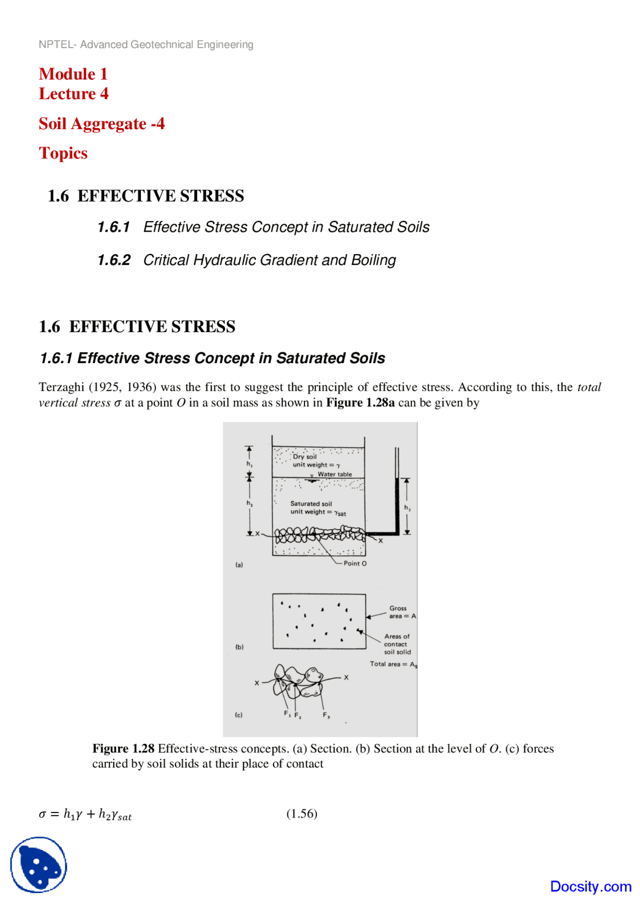 Effective Stress - Advance Geotechnological Engineering - Lecture Notes ...
