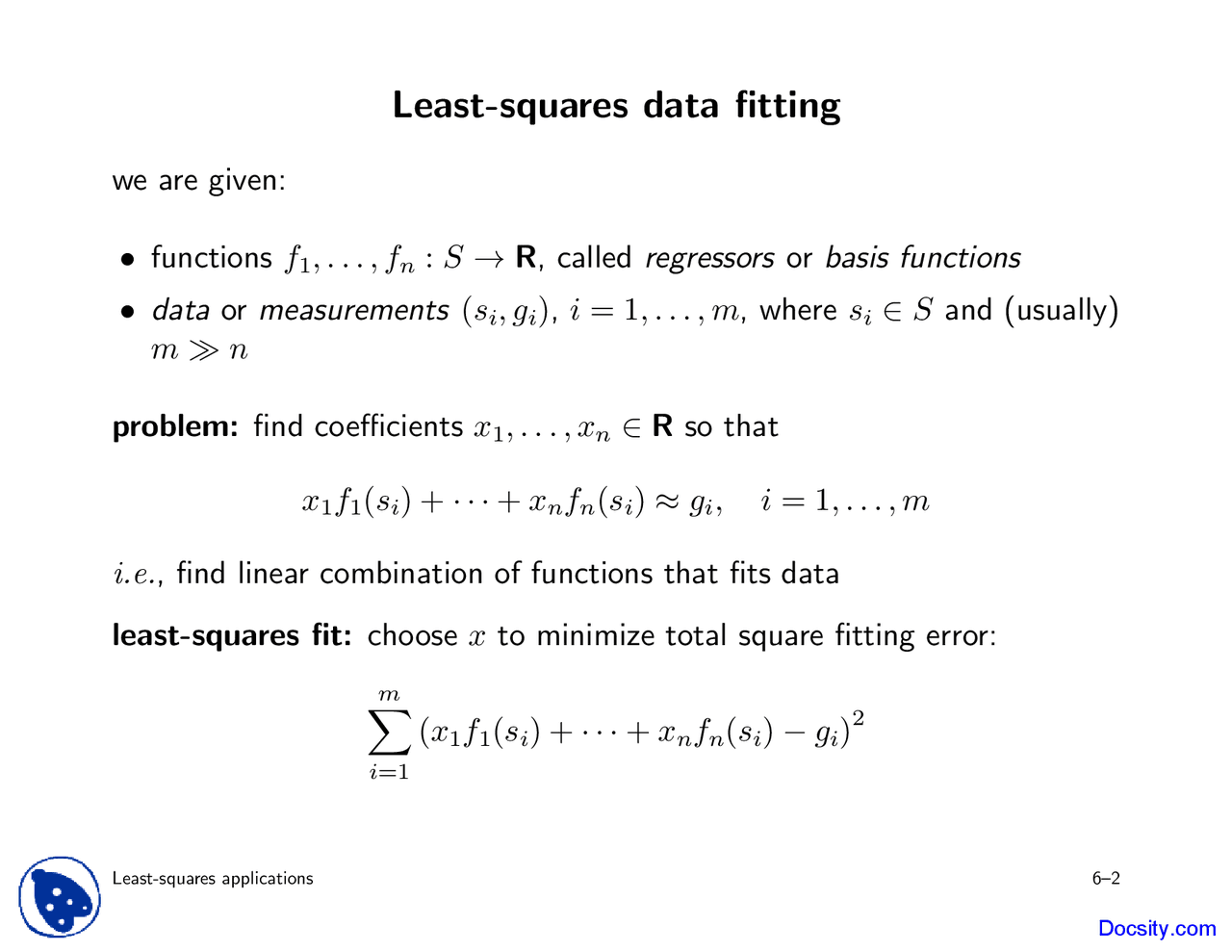 Least Squares Data Fitting Matrix Computation Lecture Slides Docsity