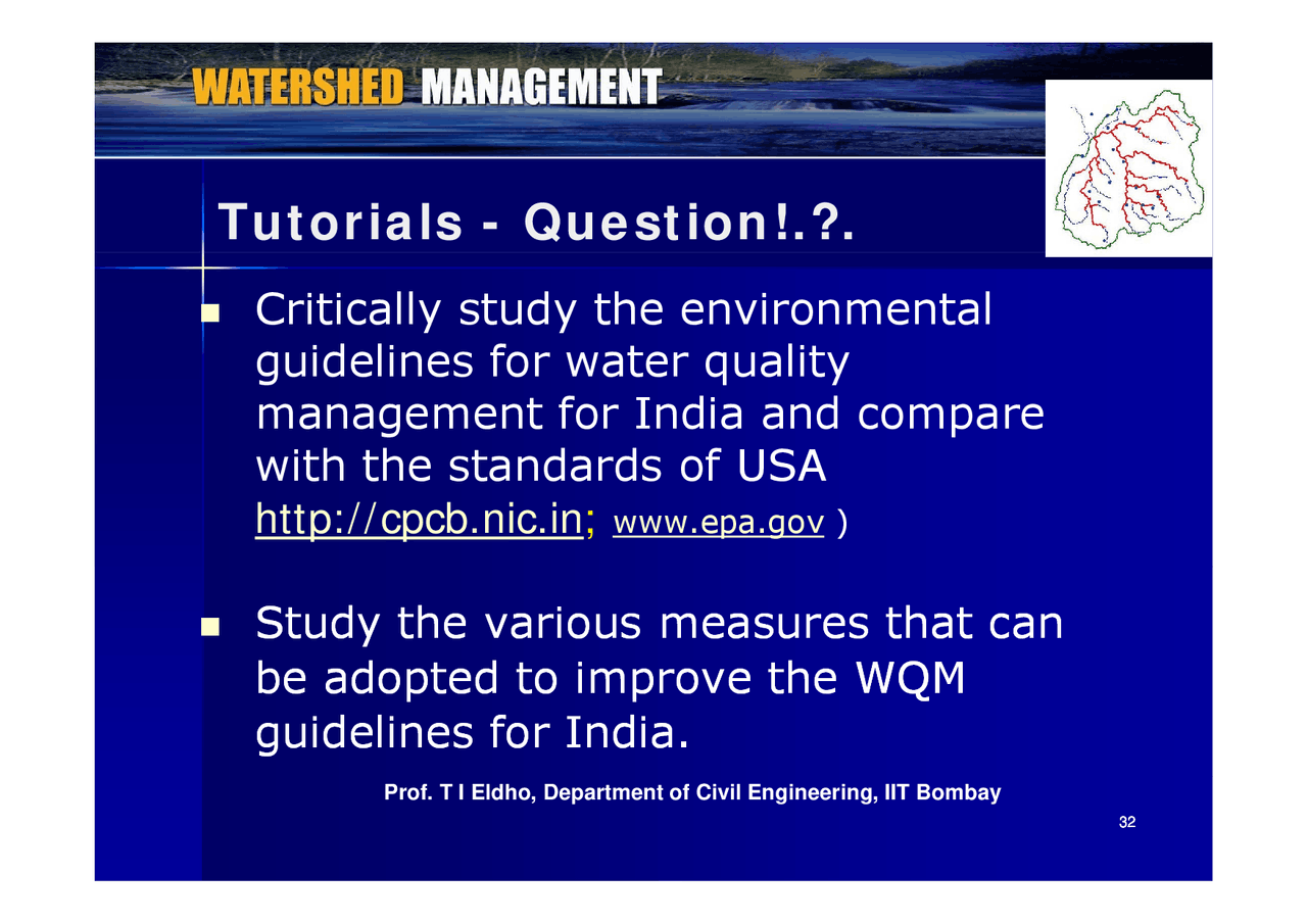 Water Quality Monitoring Protocol Watershed Management Tutorial