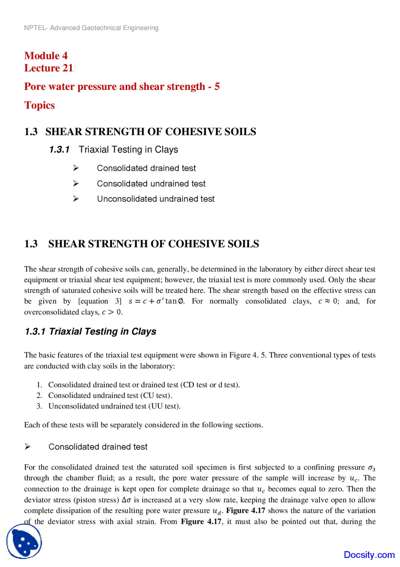 Triaxial Testing in Clays - Advance Geotechnological Engineering ...