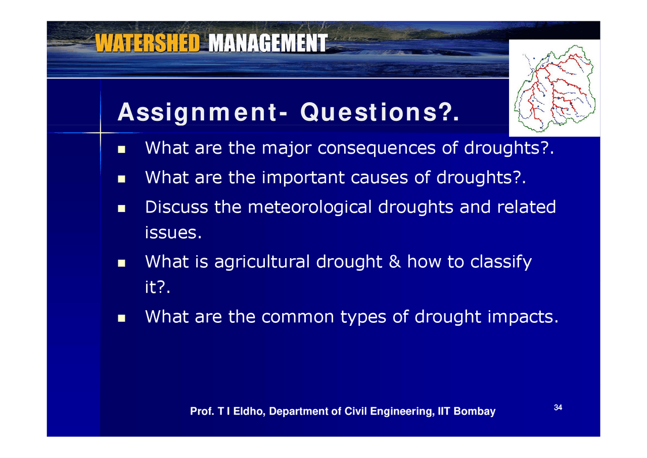 Meteorological Droughts Watershed Management Lecture Slides Docsity