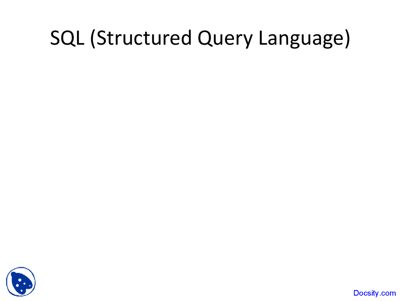Database Sublanguage Database Design Lecture Slides Docsity