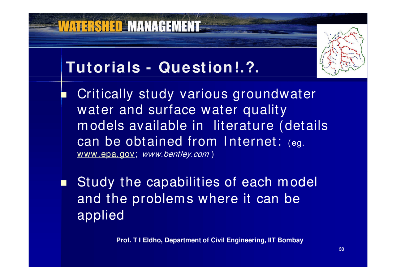 Surface Water Quality Watershed Management Tutorial Slides Docsity