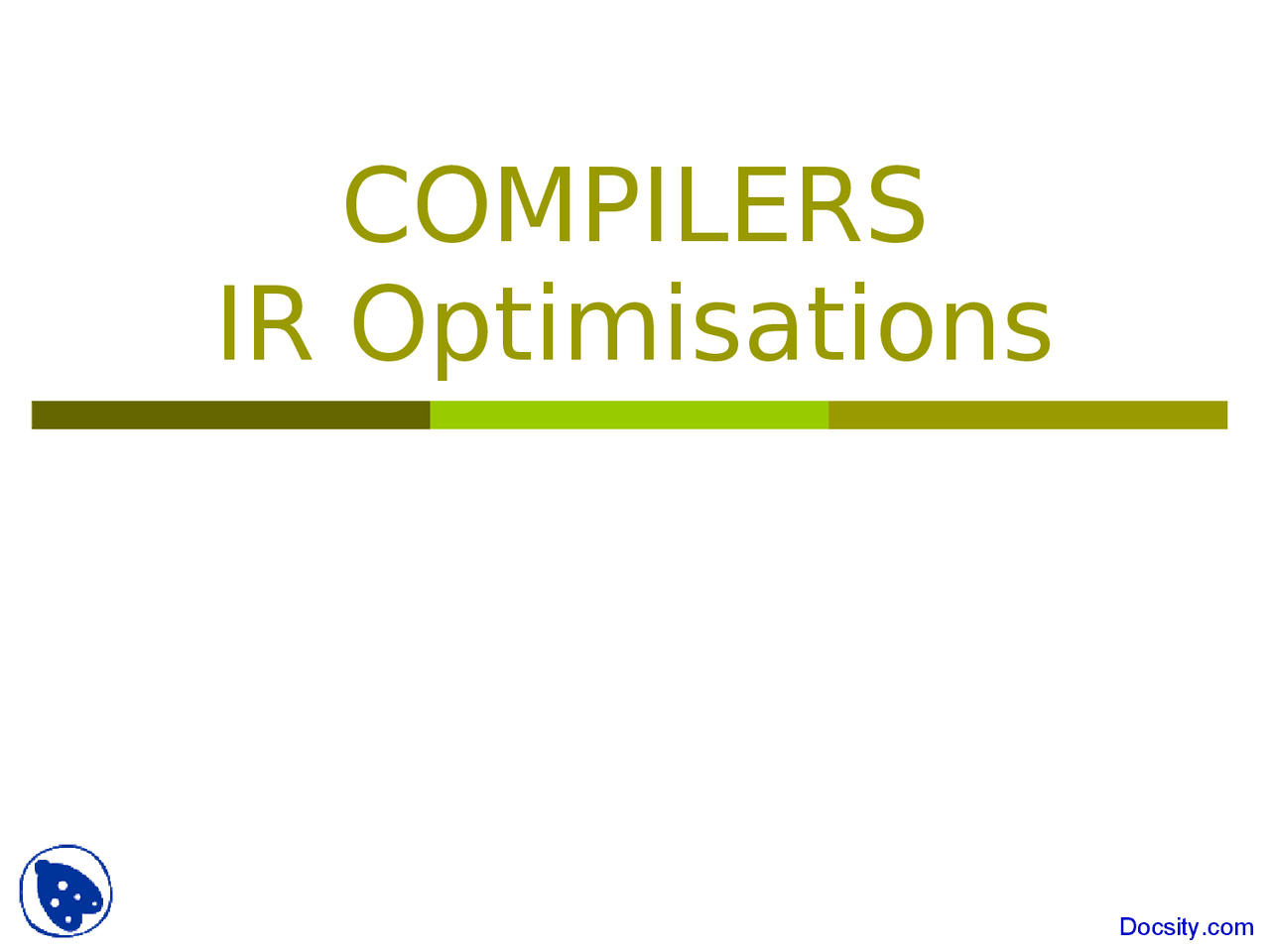 IR Optimisations - Compilers - Code Generation - Lecture Slides - Docsity