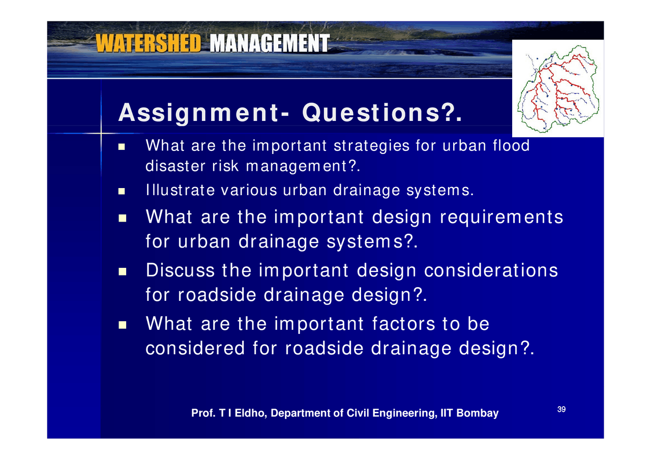 Disaster Risk Management Watershed Management Lecture Slides Docsity