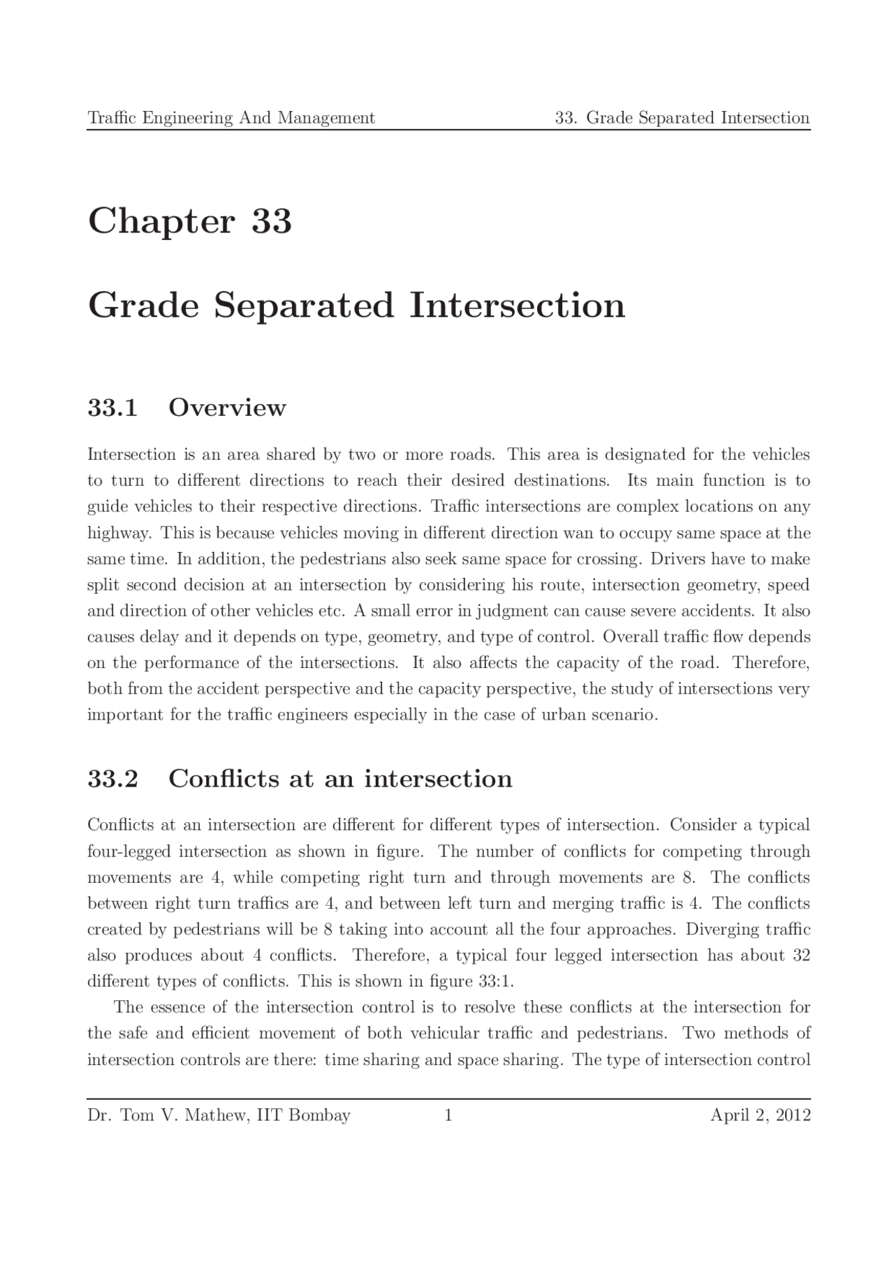 Grade Separated Intersection - Traffic Engineering and Management ...