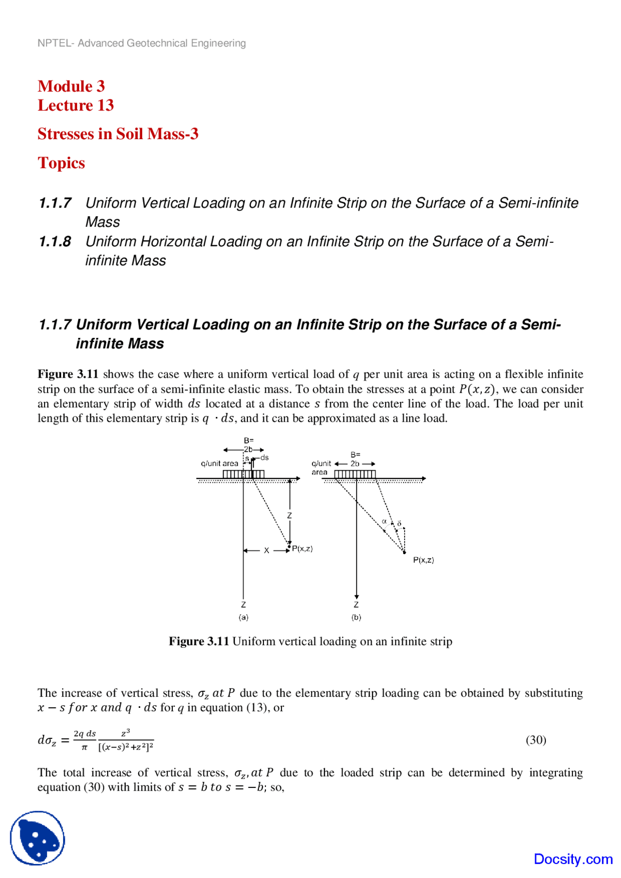 Uniform Vertical Loading Advance Geotechnological Engineering